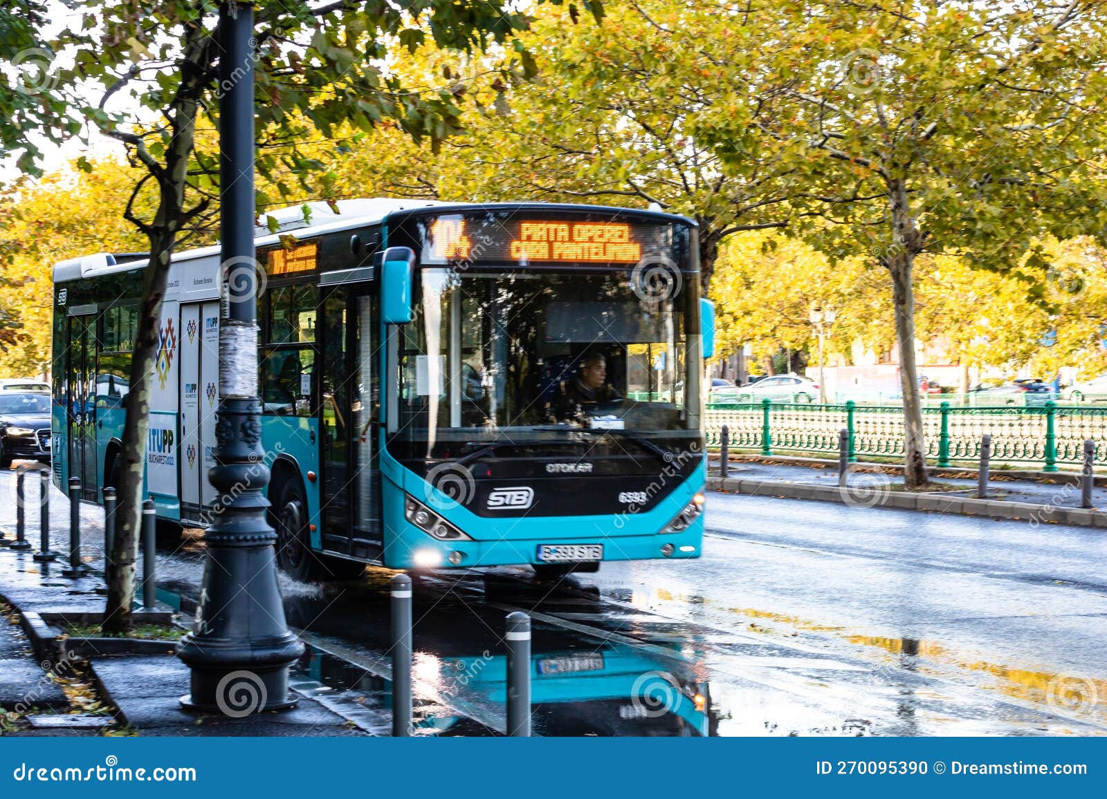 Bus in Traffic. STB Public Transport Bucharest, Romania, 2022 Editorial ...