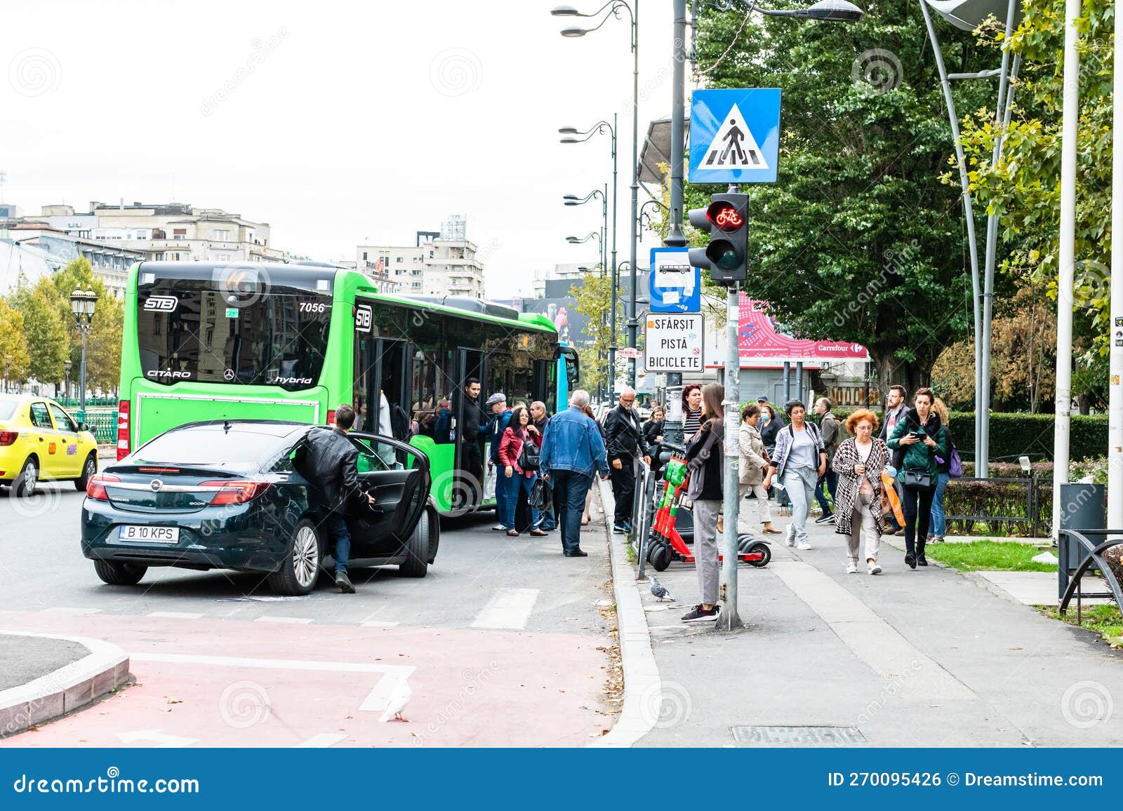 Bus in Traffic. STB Public Transport Bucharest, Romania, 2022 Editorial ...