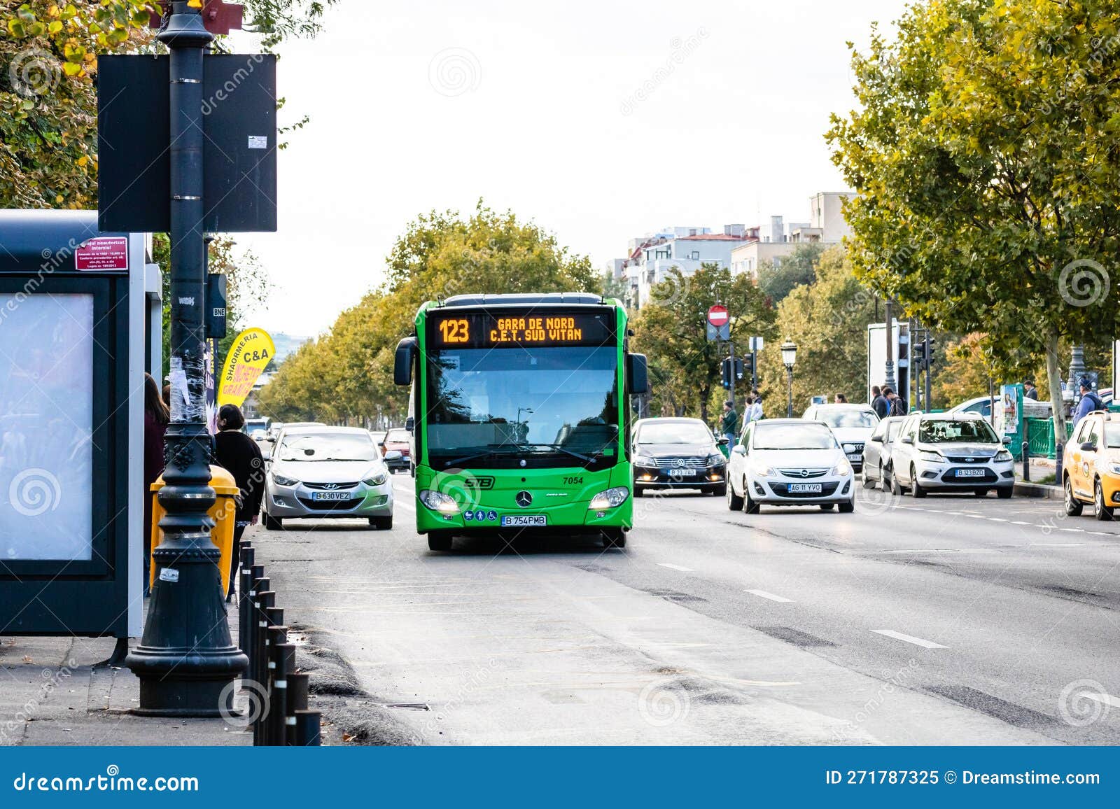 Bus in Traffic. STB Public Transport Bucharest, Romania, 2022 Editorial ...