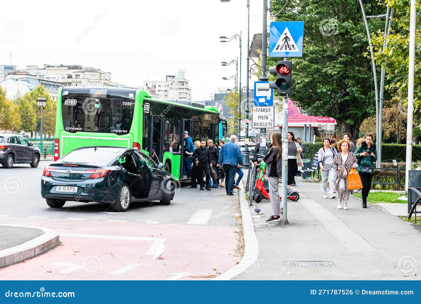 Bus in Traffic. STB Public Transport Bucharest, Romania, 2022 Editorial ...