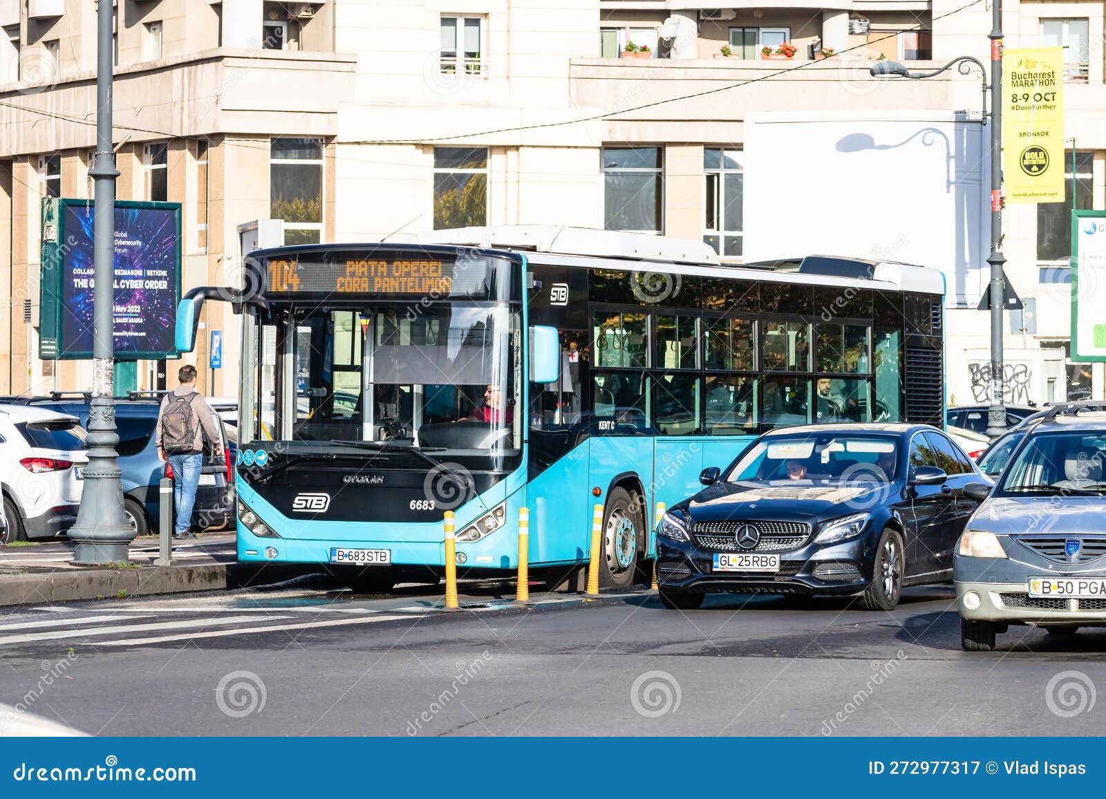 Bus in Traffic. STB Public Transport Bucharest, Romania, 2022 Editorial ...
