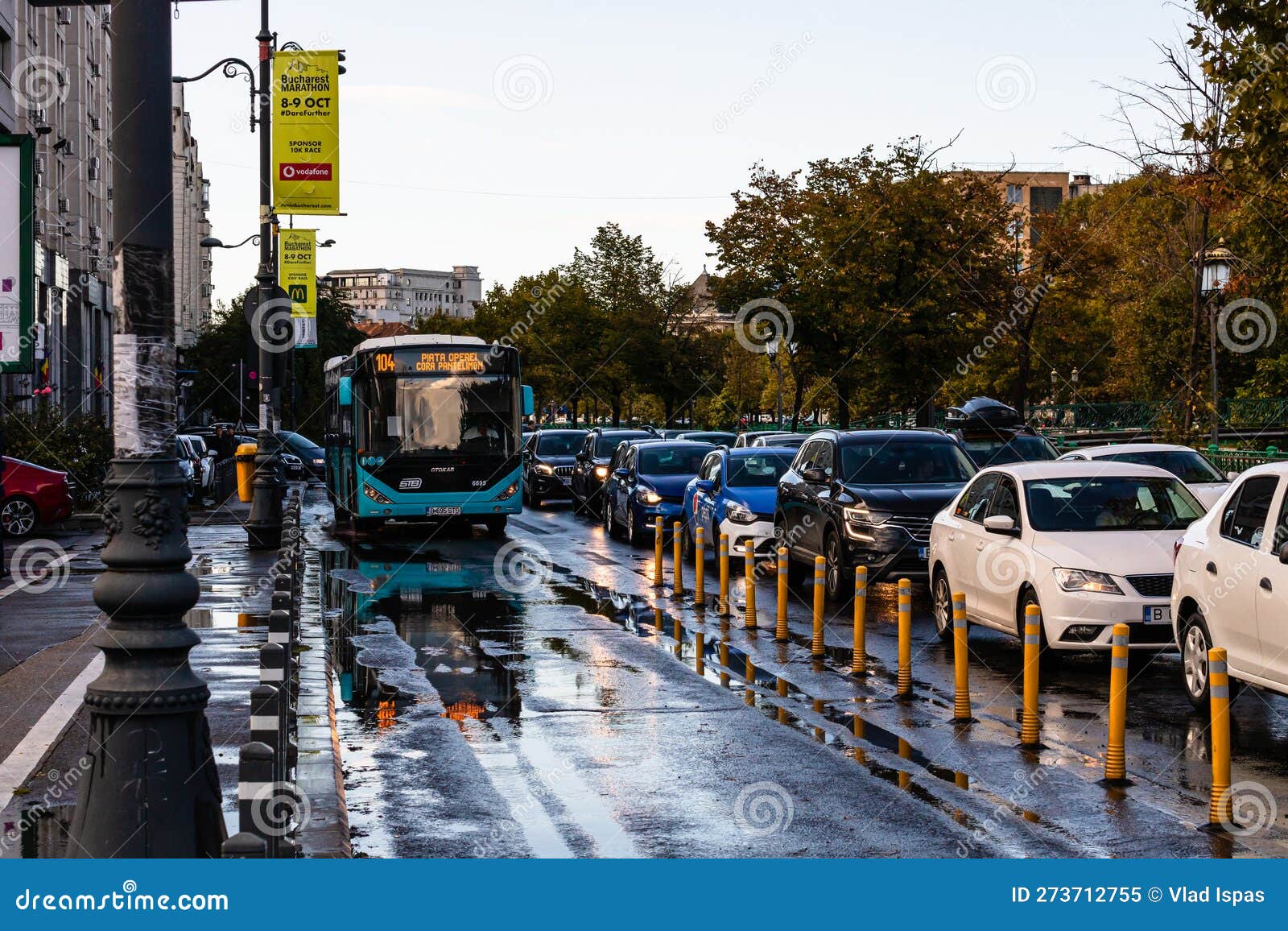 Bus in Traffic. STB Public Transport Bucharest, Romania, 2022 Editorial ...