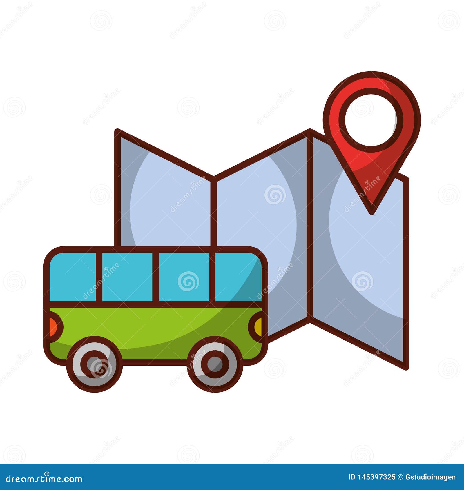 Bus Transport Location Map Travel Vacations Stock Vector - Illustration ...