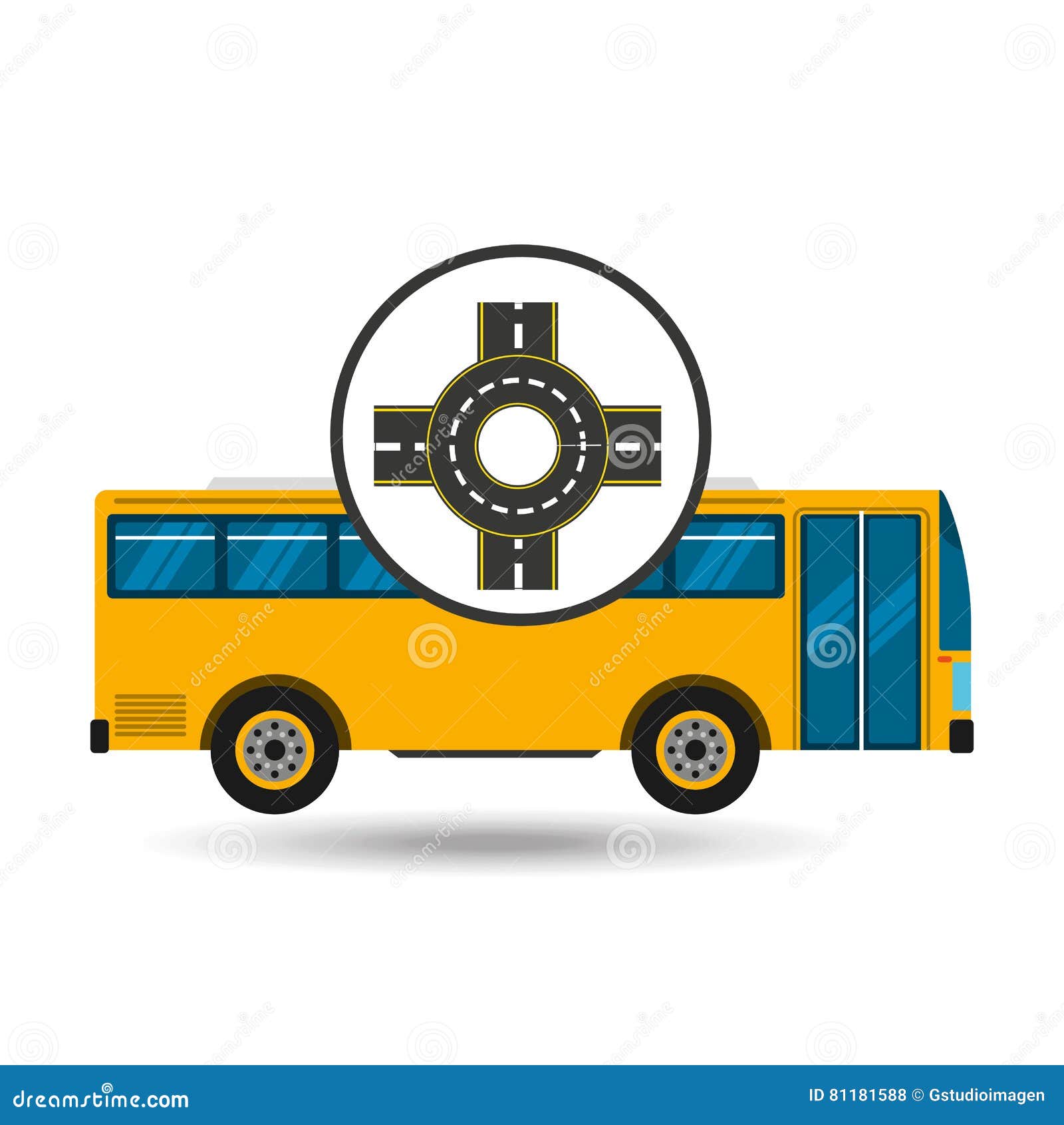 Bus Transport Public Roundabout Road Stock Vector - Illustration of ...