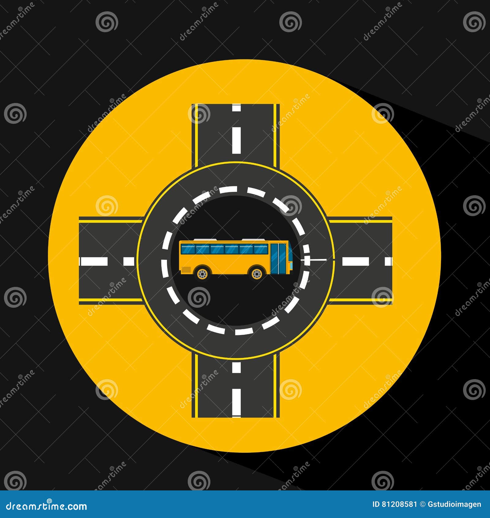 Bus Transport Public Roundabout Road Stock Vector - Illustration of ...