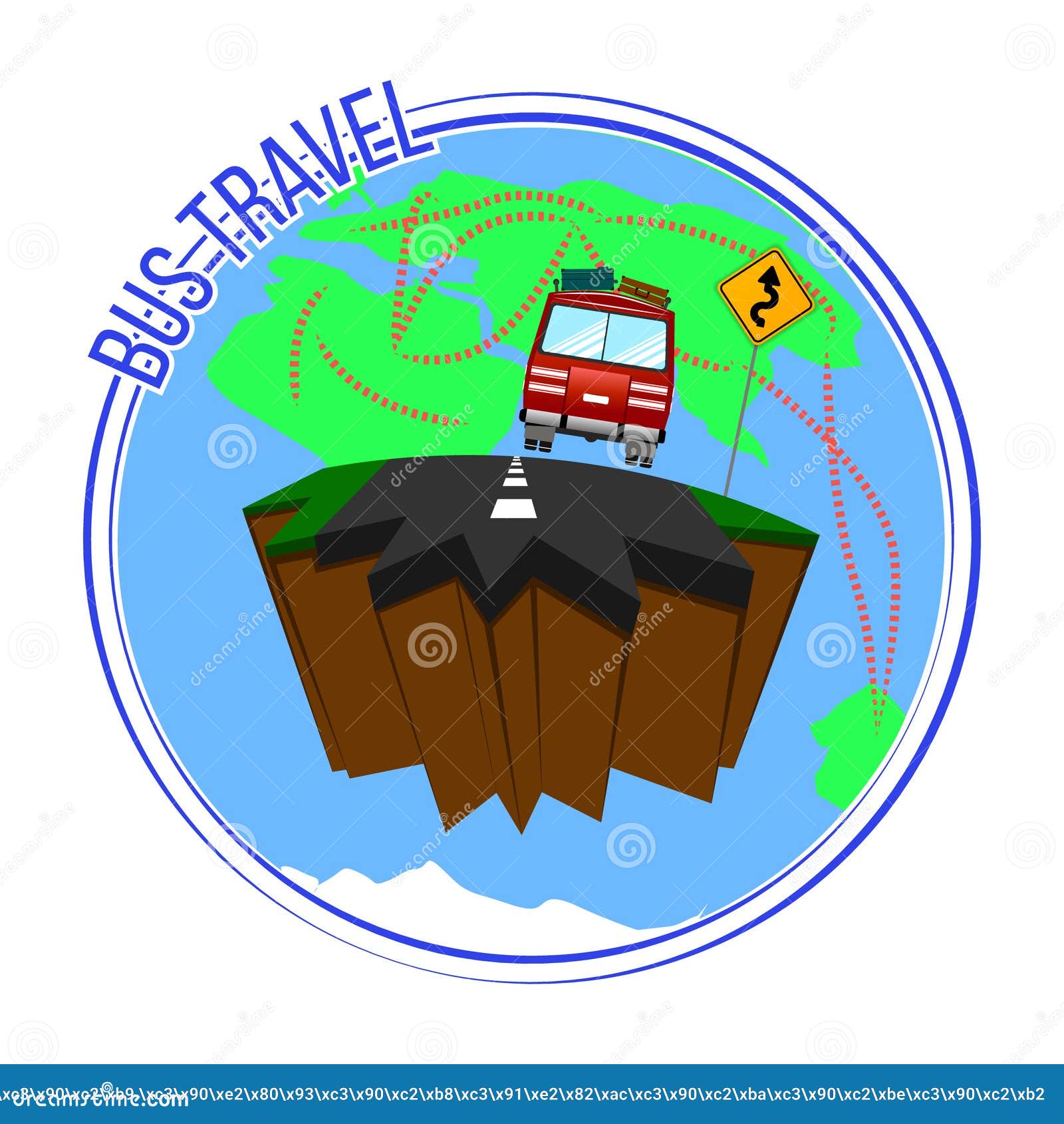 Bus Travel Around the World. Vector Illustration Stock Illustration ...