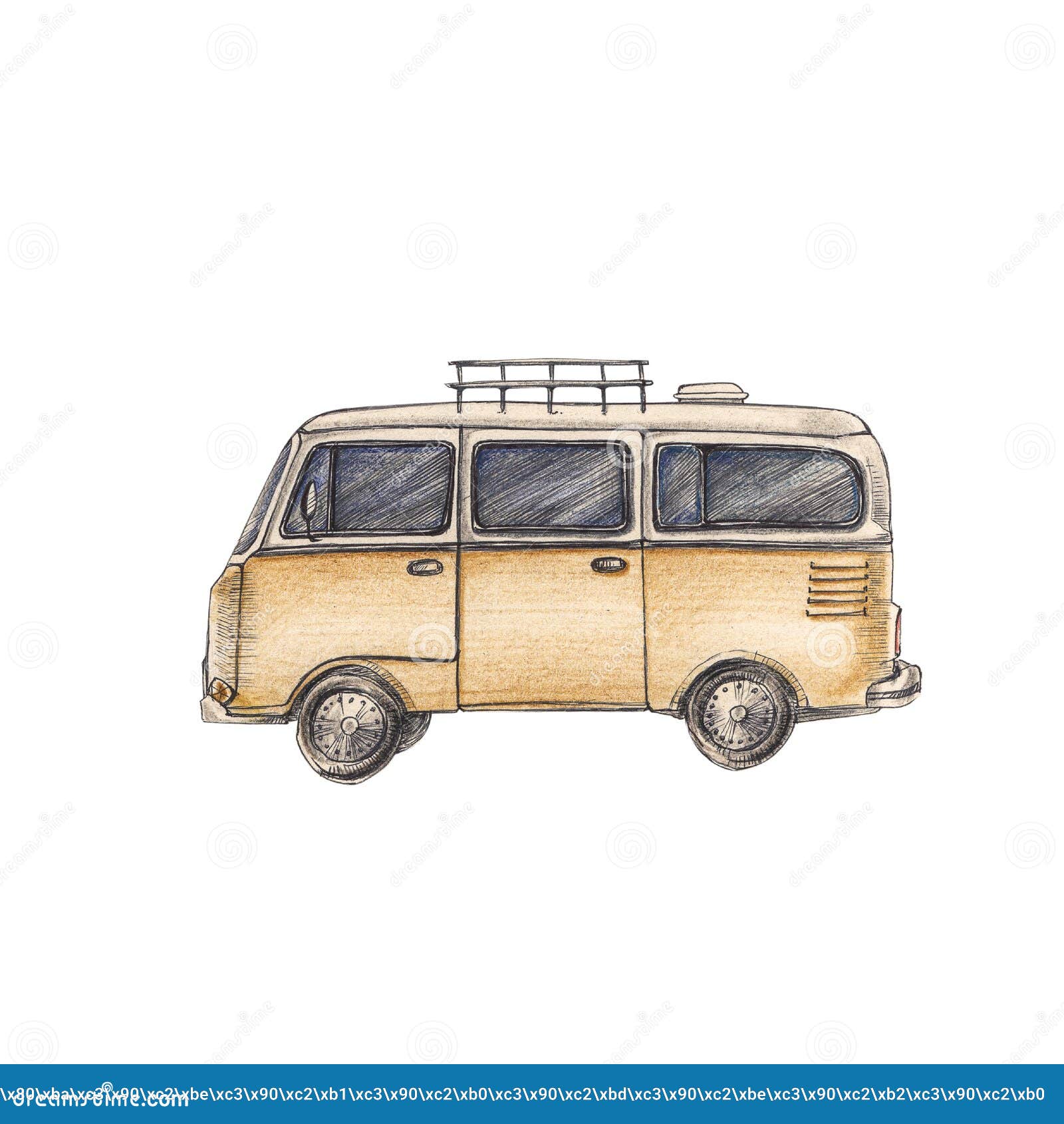 A Bus for Traveling. a Hand-drawn Drawing on a White Background Stock ...