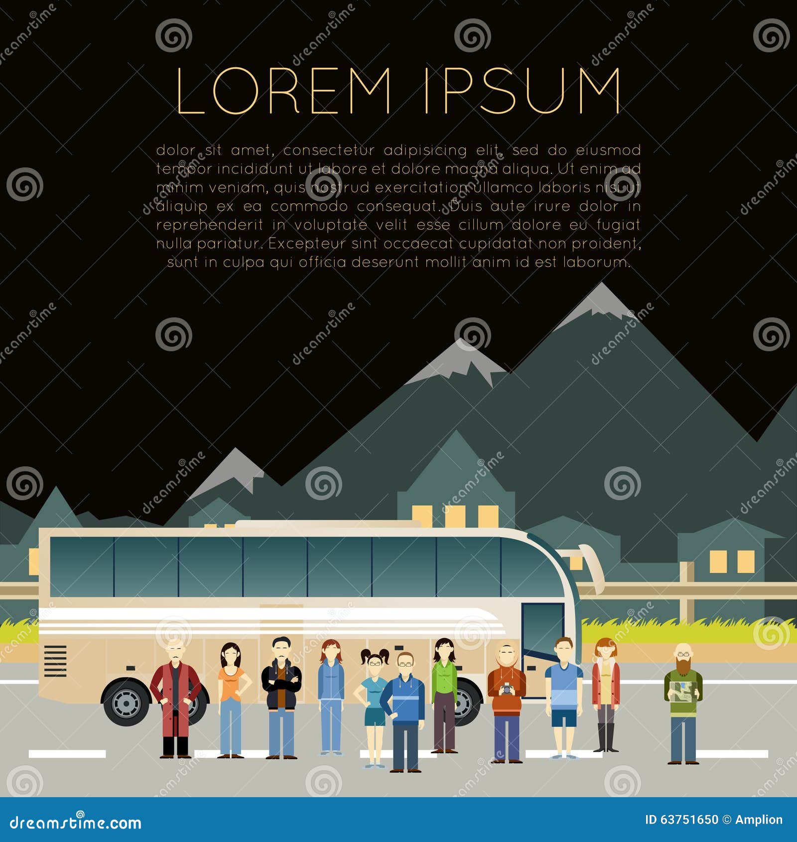 Bus trip banner stock vector. Illustration of modern - 63751650