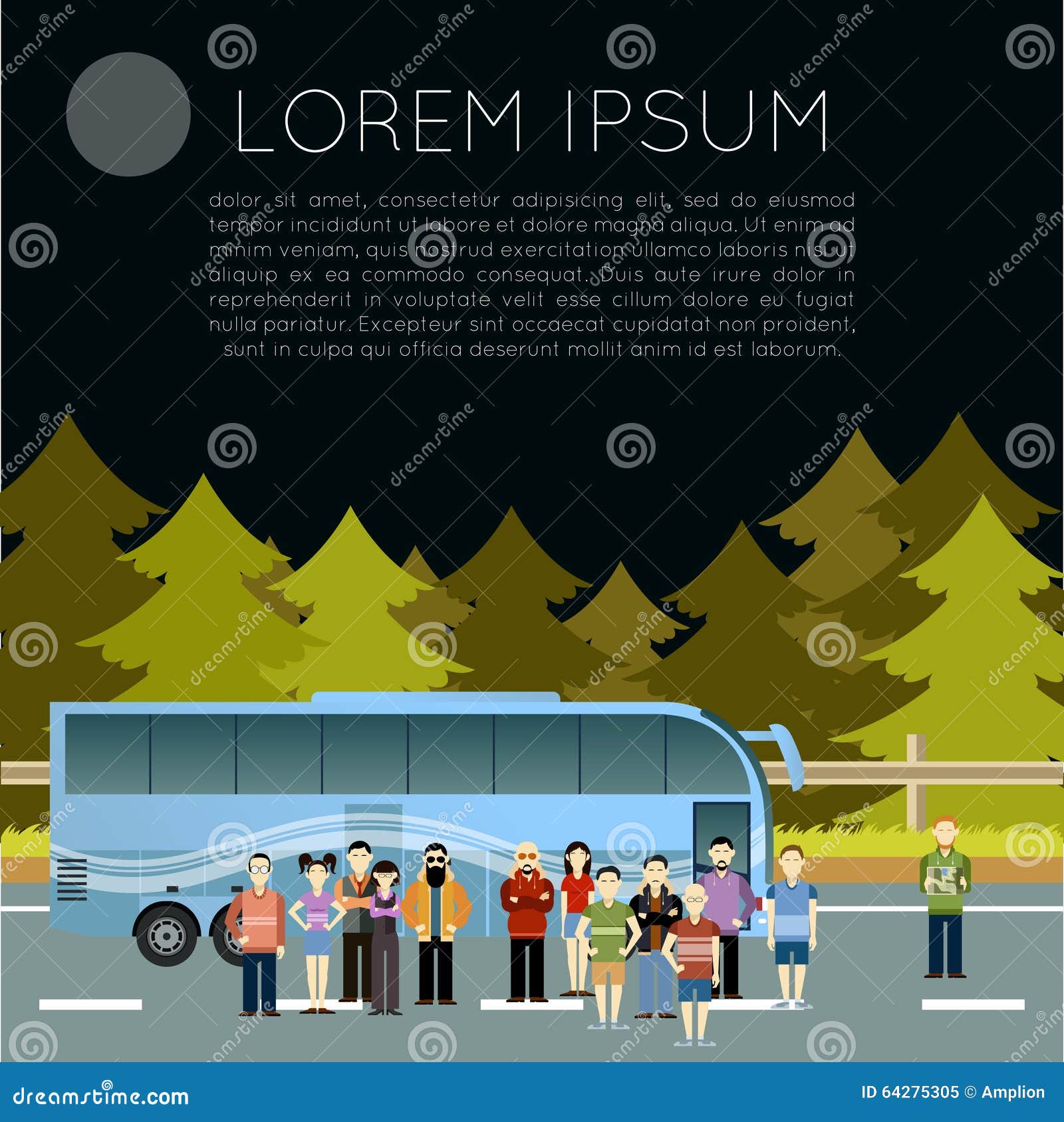 Bus trip banner stock vector. Illustration of auto, driving - 64275305