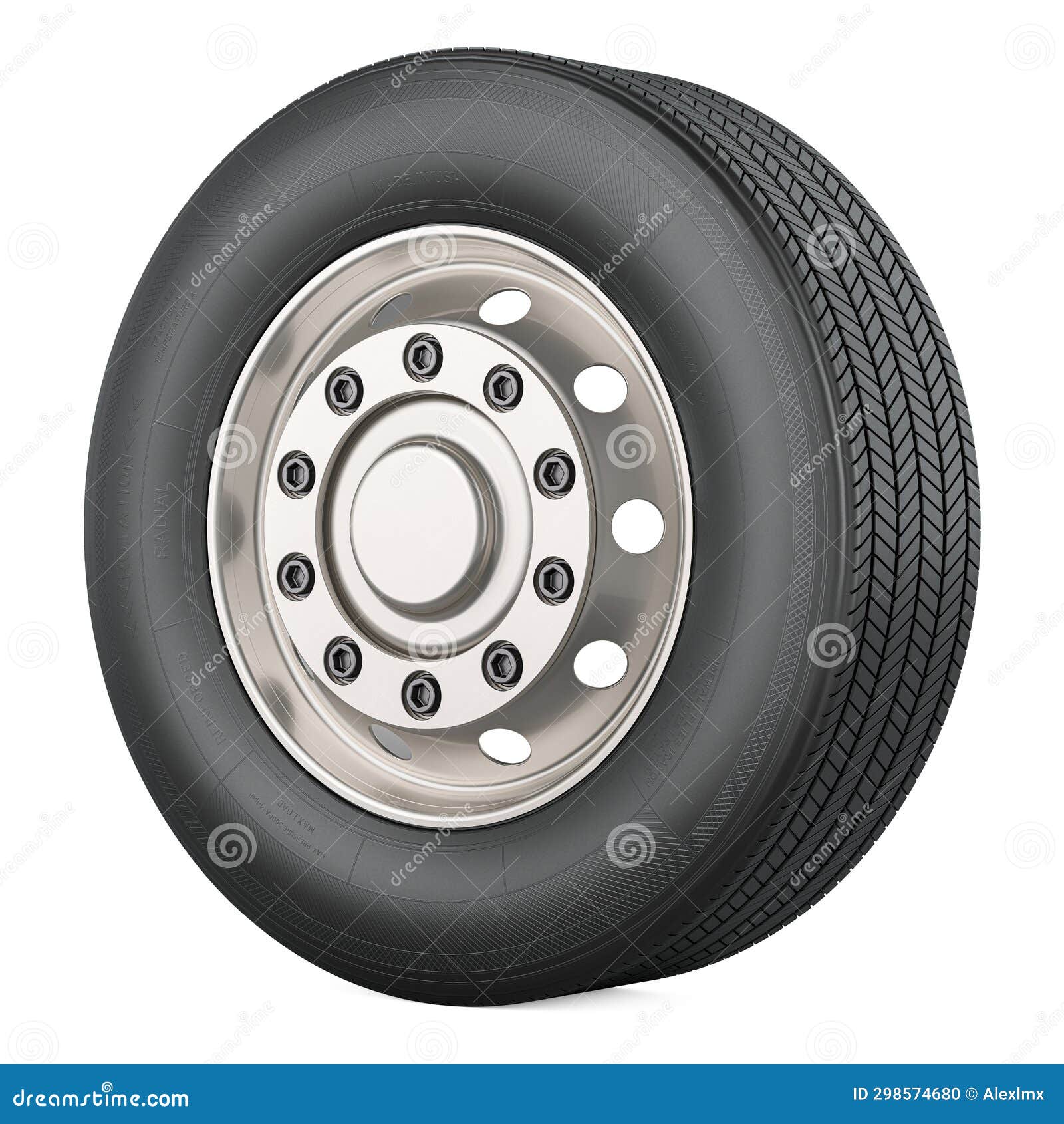 Bus or Truck Wheel with Front Rim, 3D Rendering Stock Illustration ...