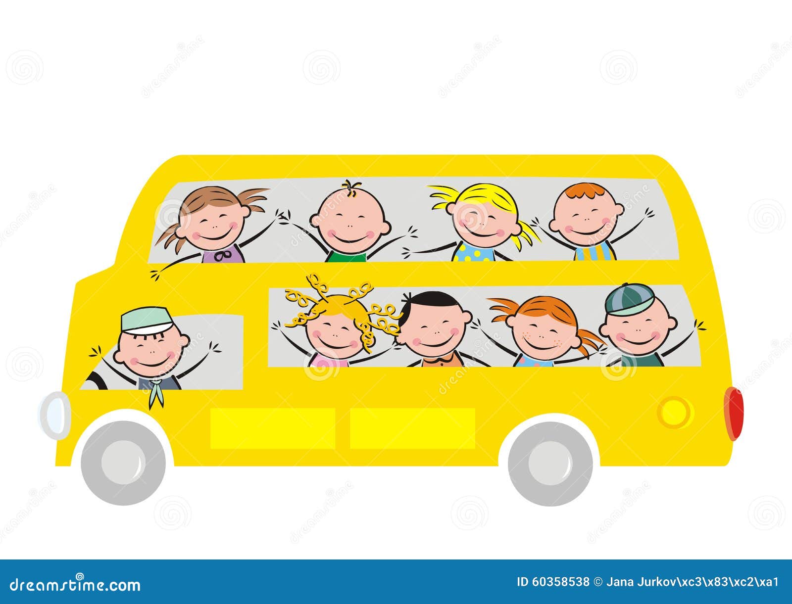 Bus und Kinder vektor abbildung. Illustration von komisch - 60358538