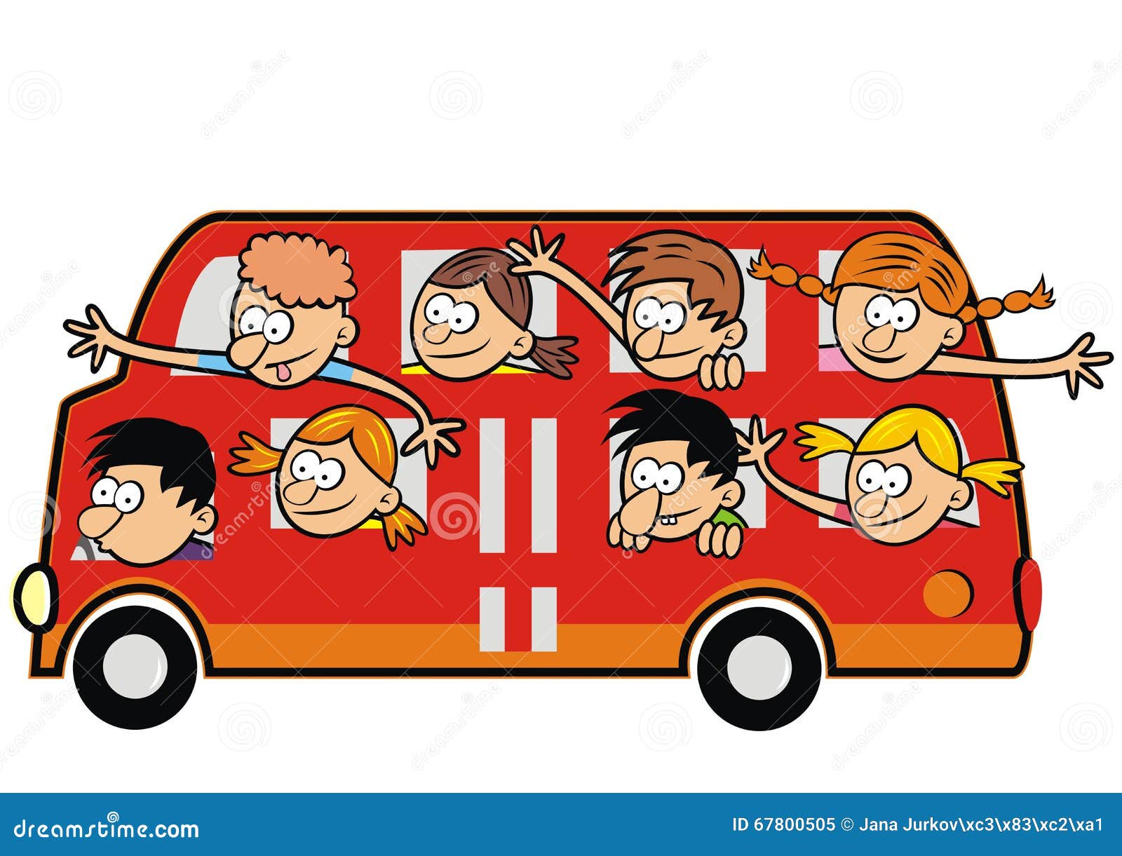 Bus und lustige Kinder vektor abbildung. Illustration von trainer ...