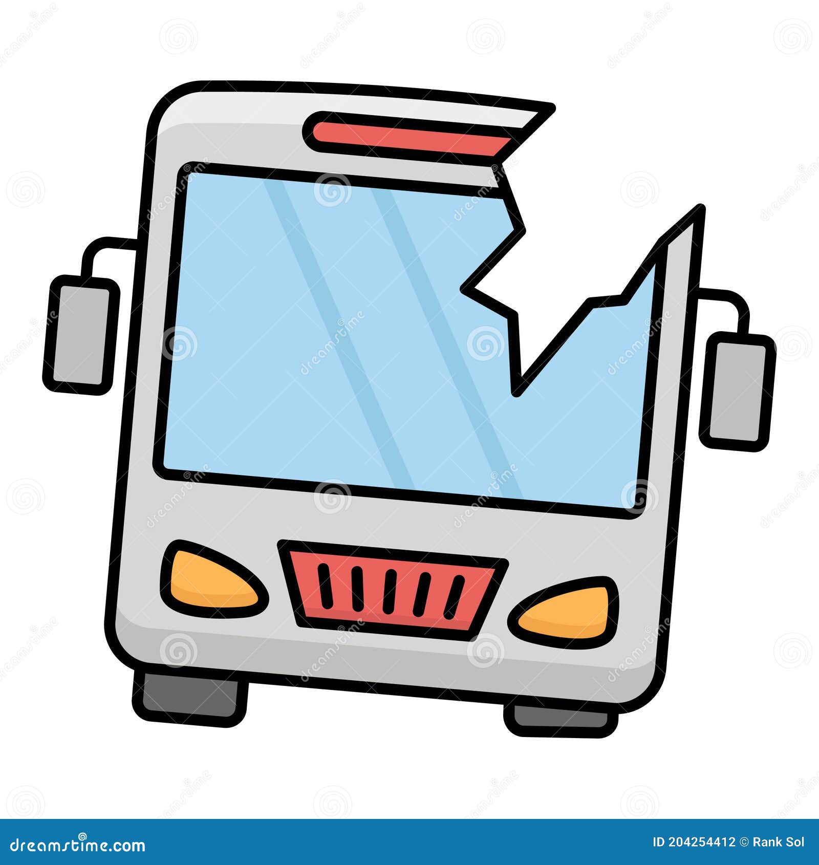 Bus Windscreen Broken Isolated Vector Icon that Can Be Easily Modified ...
