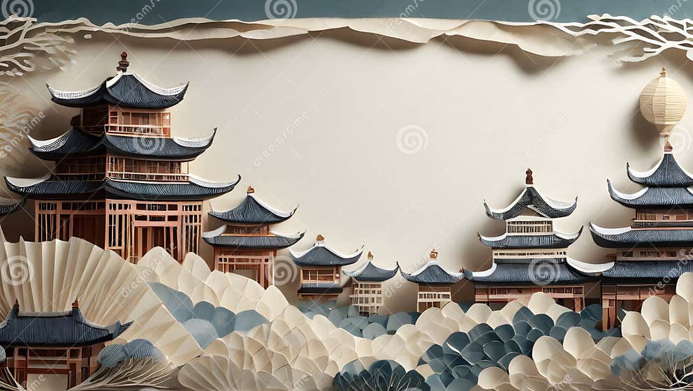 Japanese Castle Made from Hanji Paper. Stock Image - Image of ...