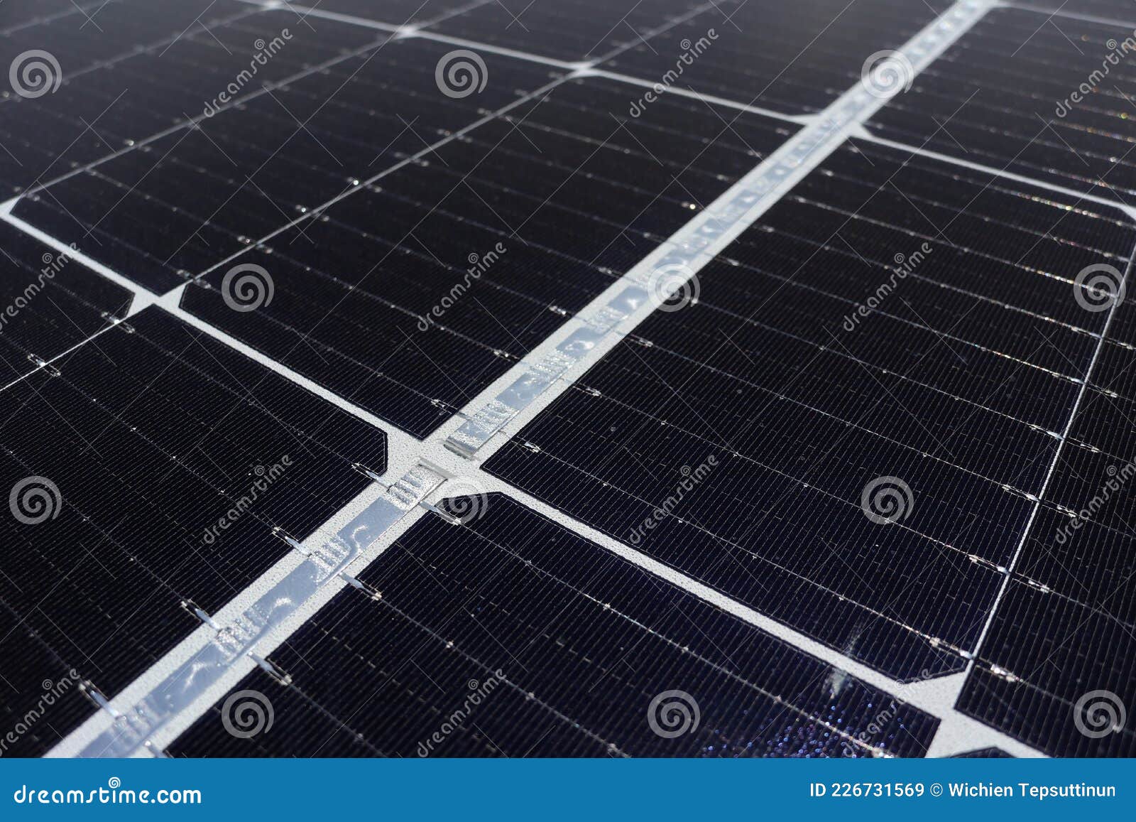 Busbar on Solar Panel for Connecting Solar Wafers Together Stock Image ...