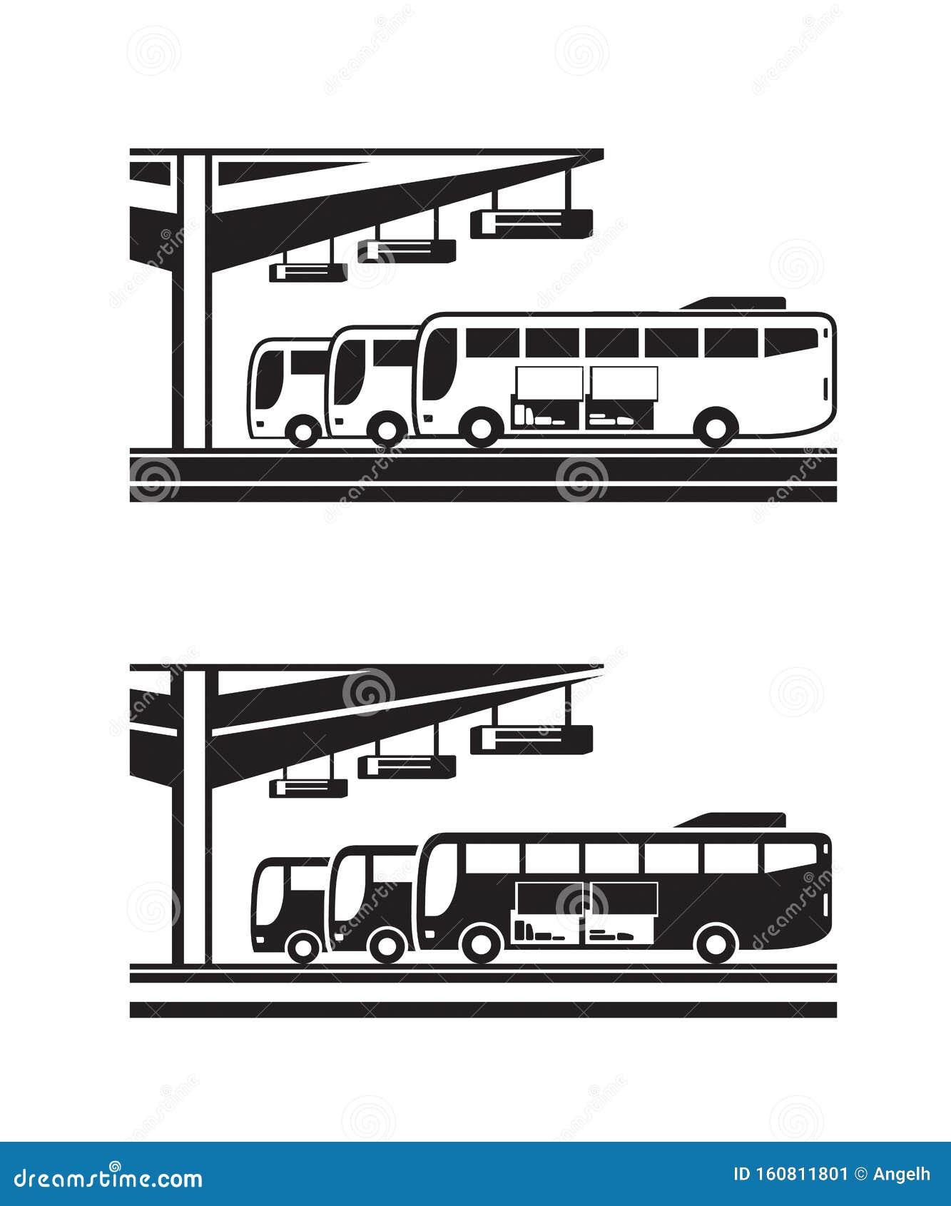 Buses Arrive And Depart At Station Cartoon Vector | CartoonDealer.com ...