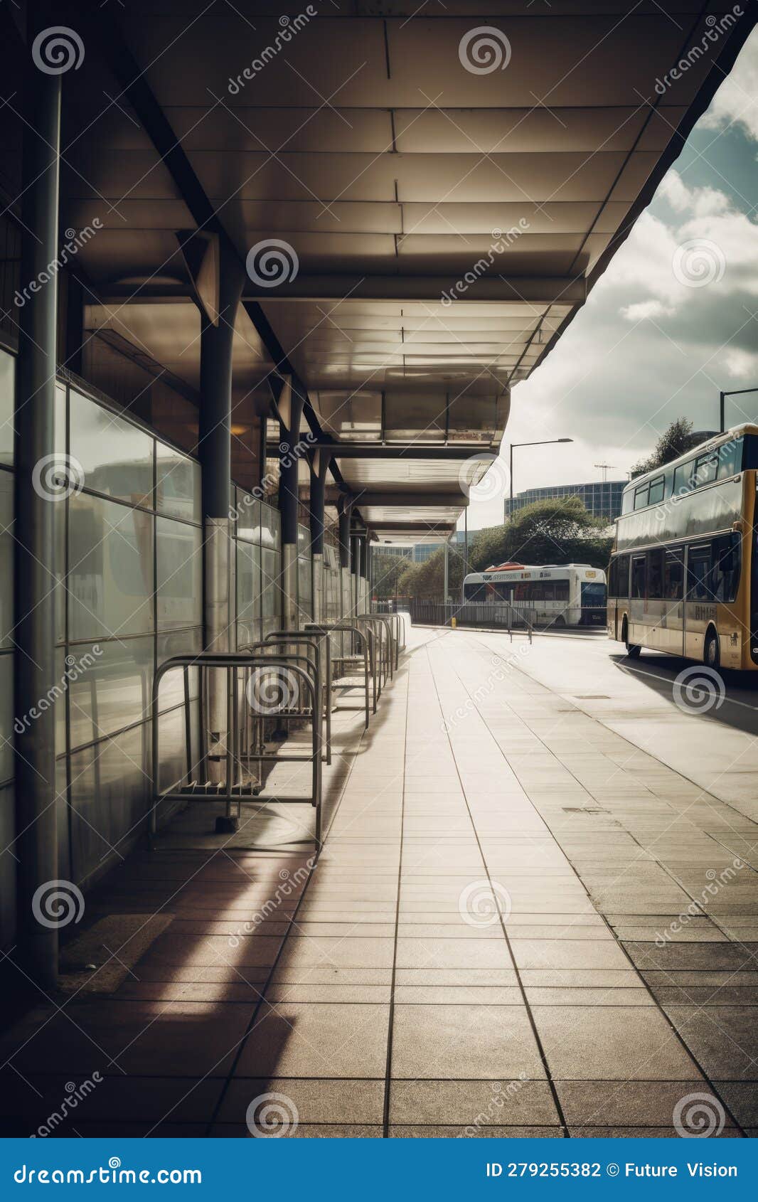 Buses Driving by Bus Station, Created Using Generative Ai Technology ...
