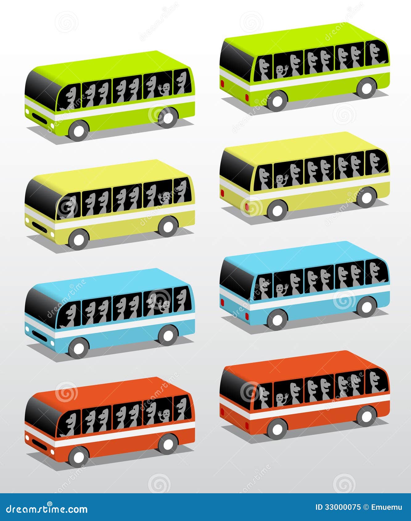 Buses in four colors stock vector. Illustration of tourism - 33000075