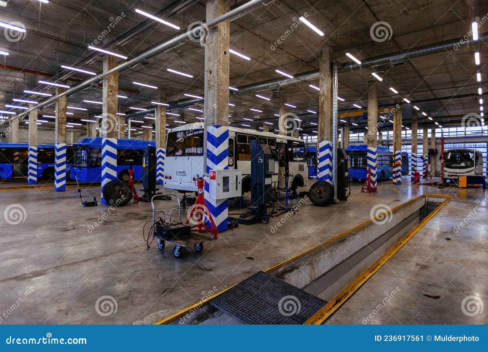 Buses in the Modern Repair Service Workshop Editorial Photo - Image of ...