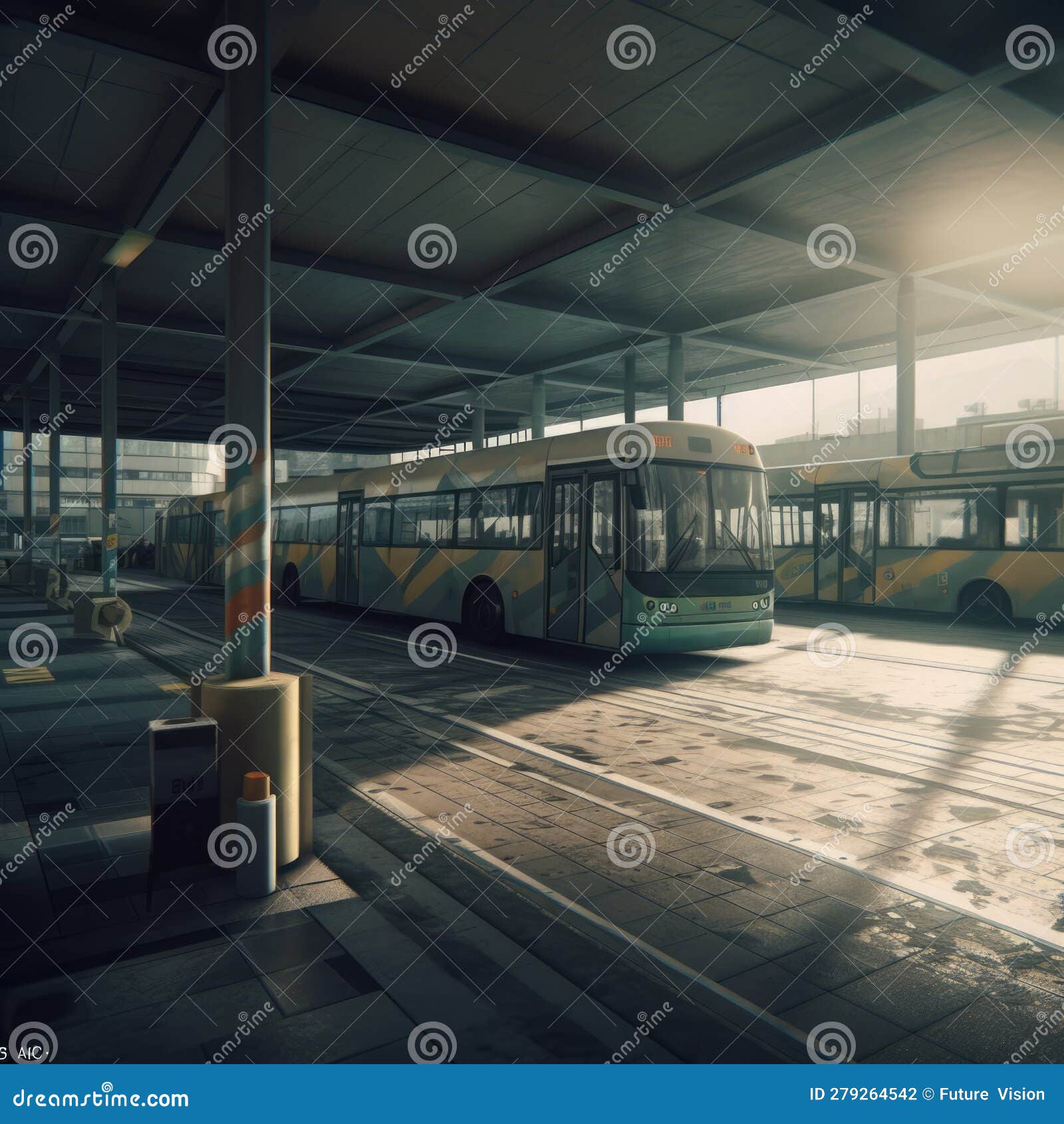 Buses Parked at Bus Station, Created Using Generative Ai Technology ...