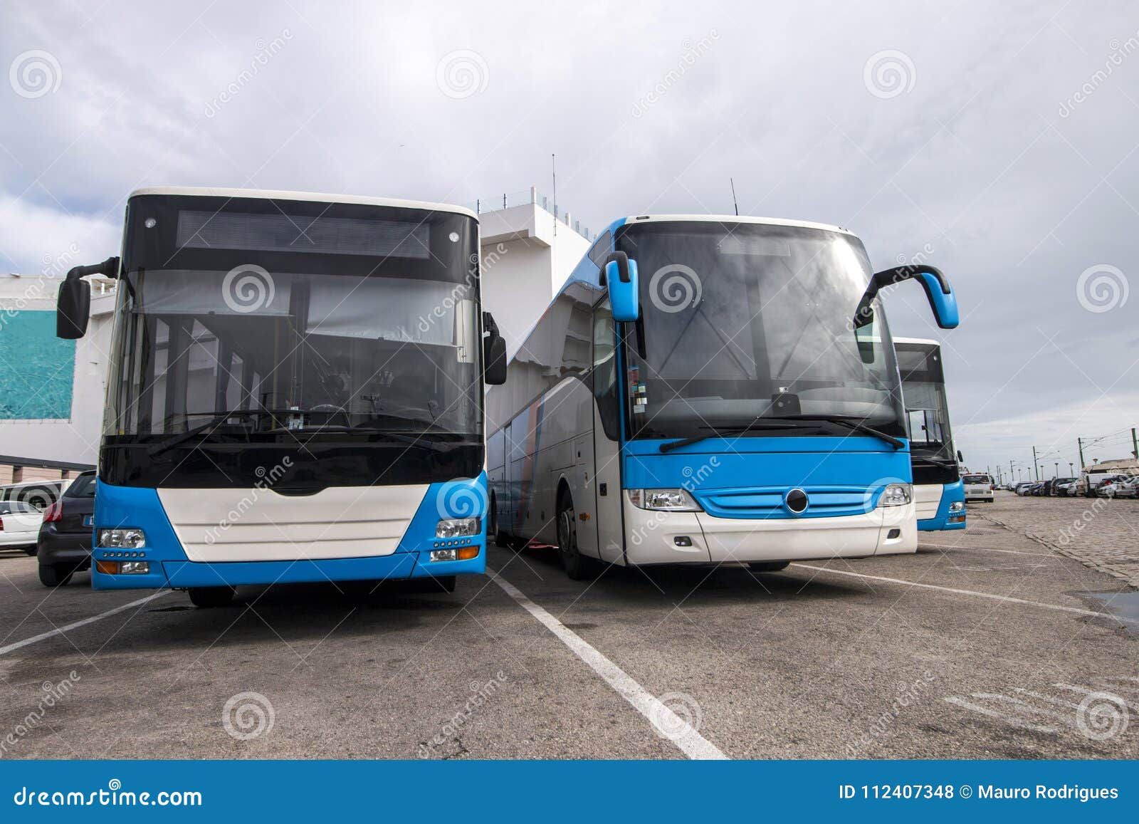 Buses parked in the city stock photo. Image of parked - 112407348