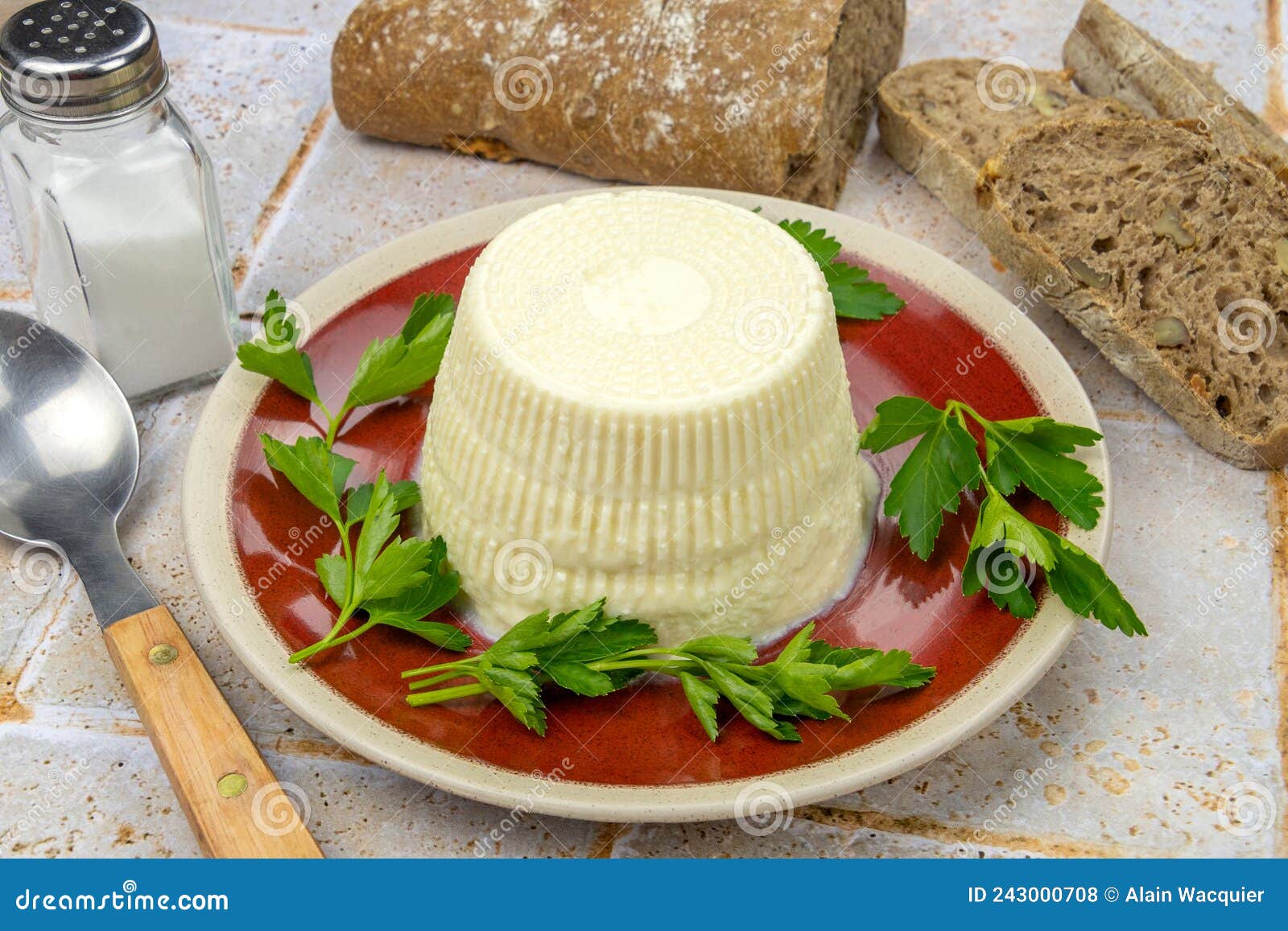 Bush Cheese in a Plate with Bread Stock Photo - Image of dairy, food ...