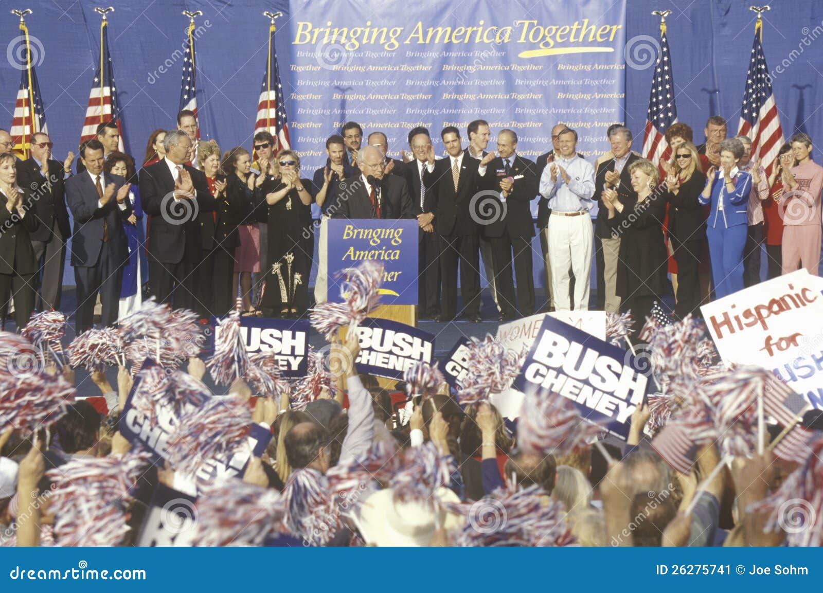 Bush/Cheney campaign rally editorial photo. Image of united - 26275741