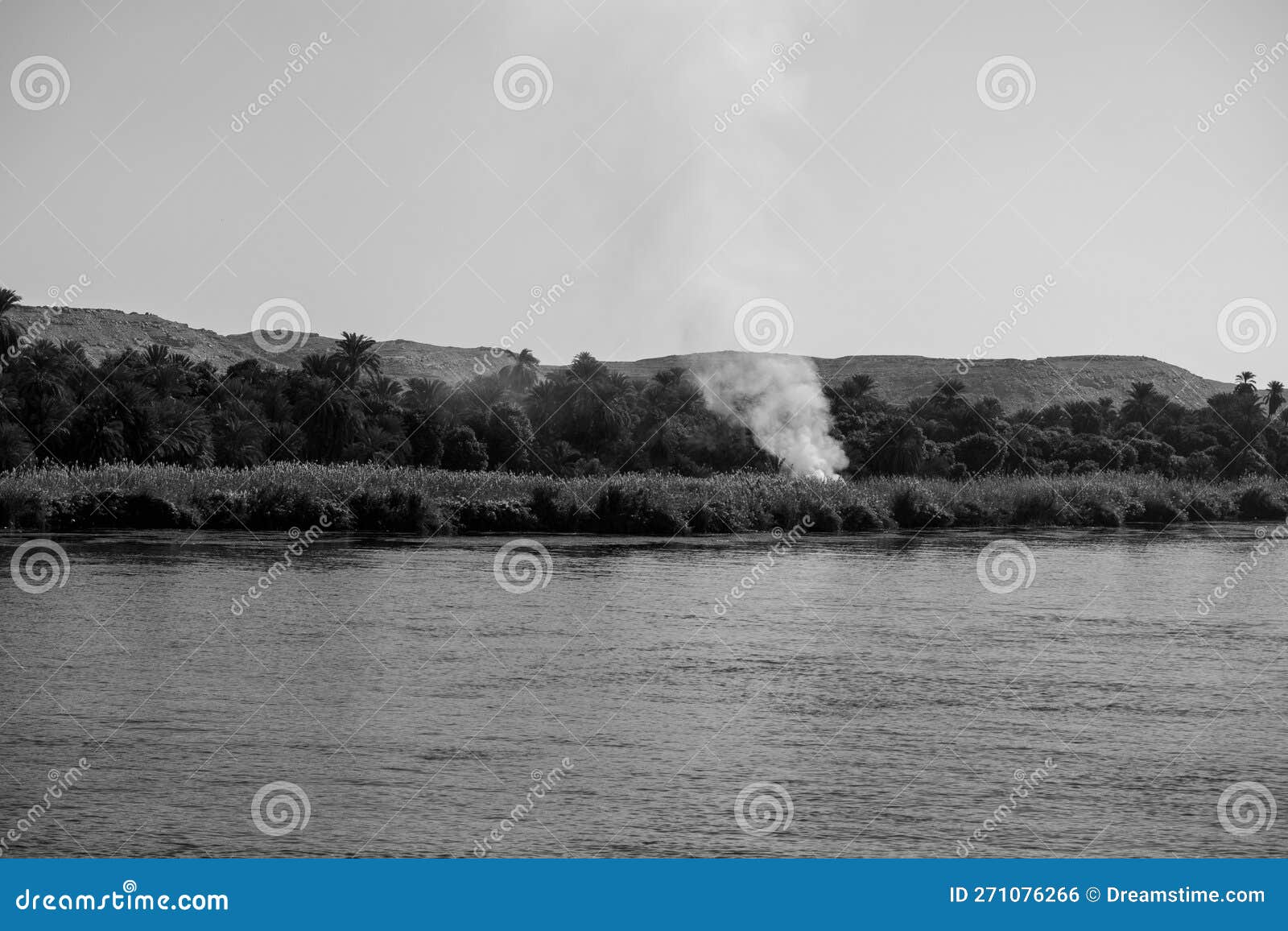 Bush Fire in Africa by the Nile Stock Photo - Image of landscape, lake ...