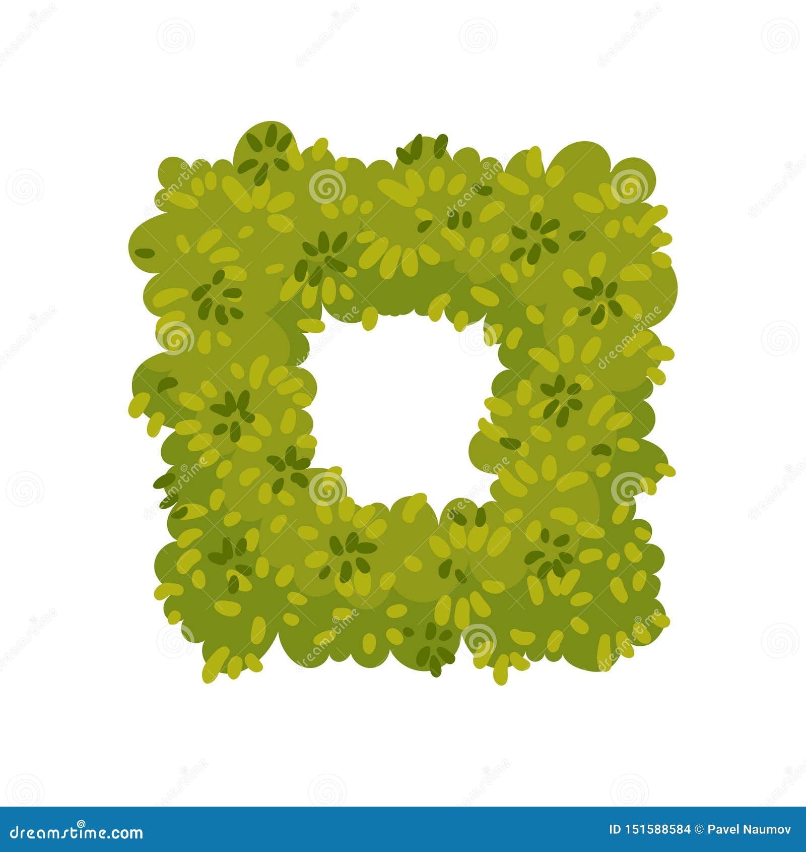 Bush in the Form of a Square with a Hole. Vector Illustration on White ...