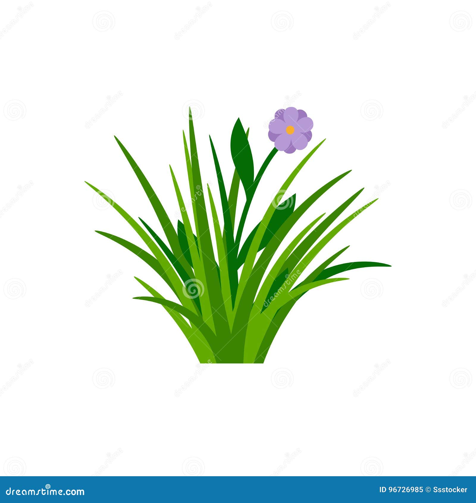 Bush of Green Grass with Flower Stock Vector - Illustration of flora ...