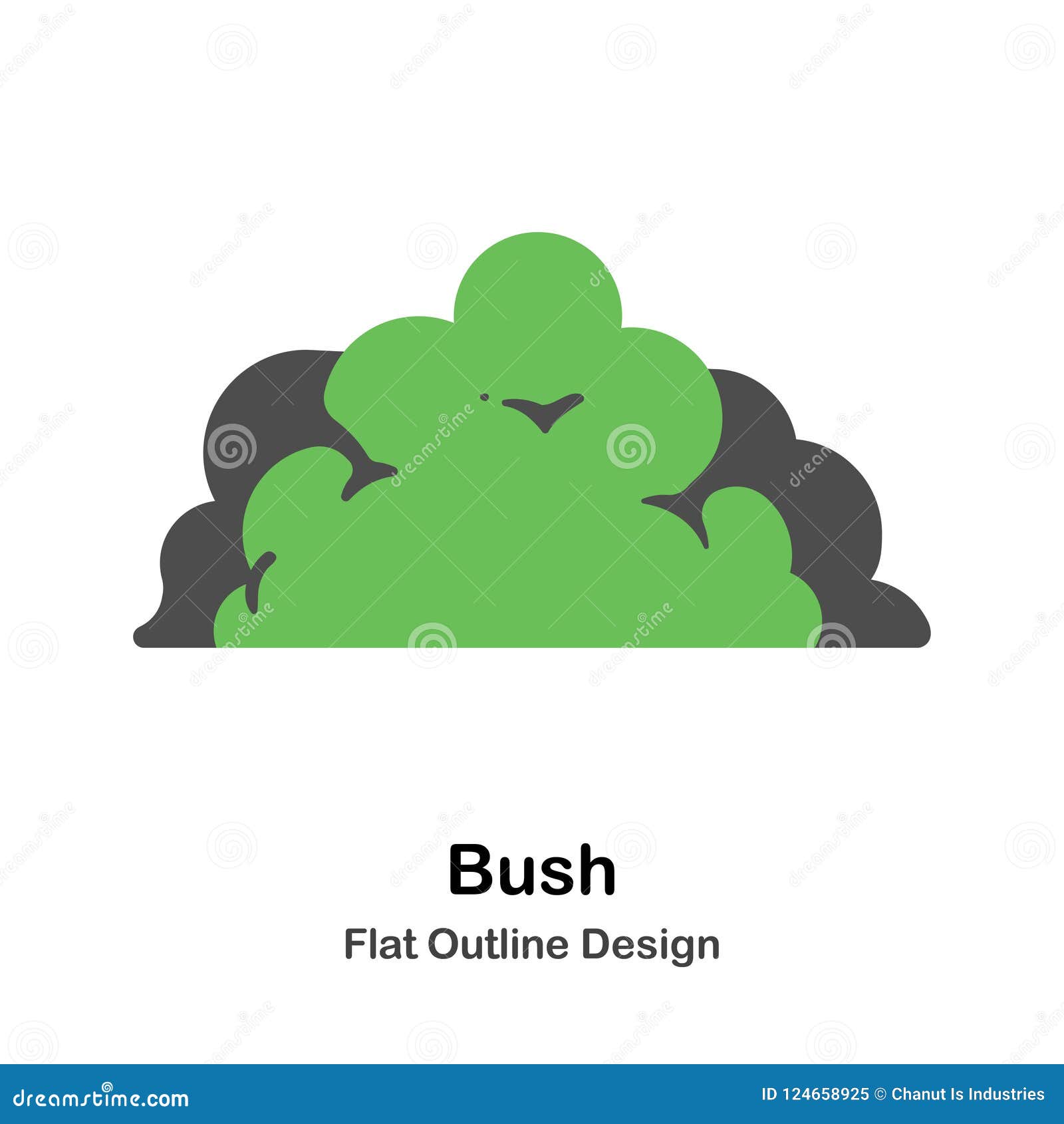 Bush Outline Flat Illustration Stock Vector - Illustration of garden ...