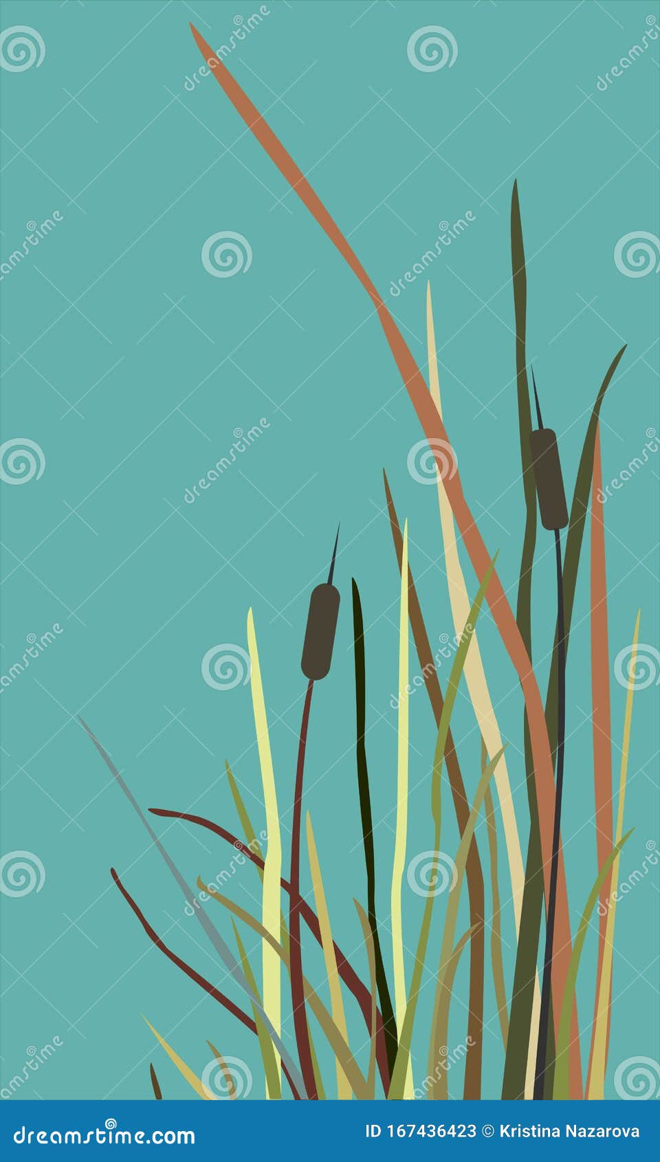 Bush of Swamp Reed on a Lake Stock Illustration - Illustration of ...