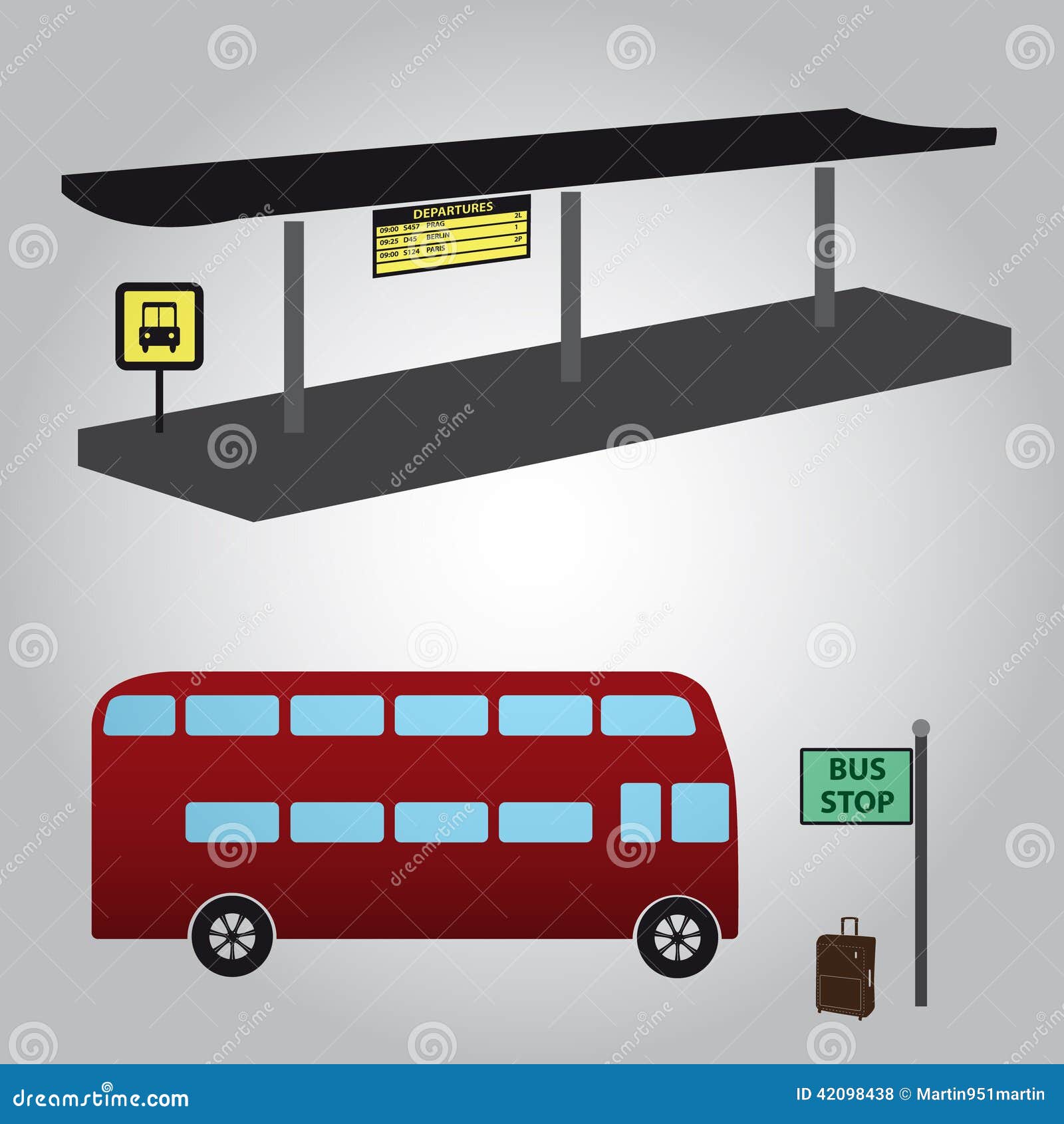 Bushalte en bus eps10 vector illustratie. Illustration of depot - 42098438