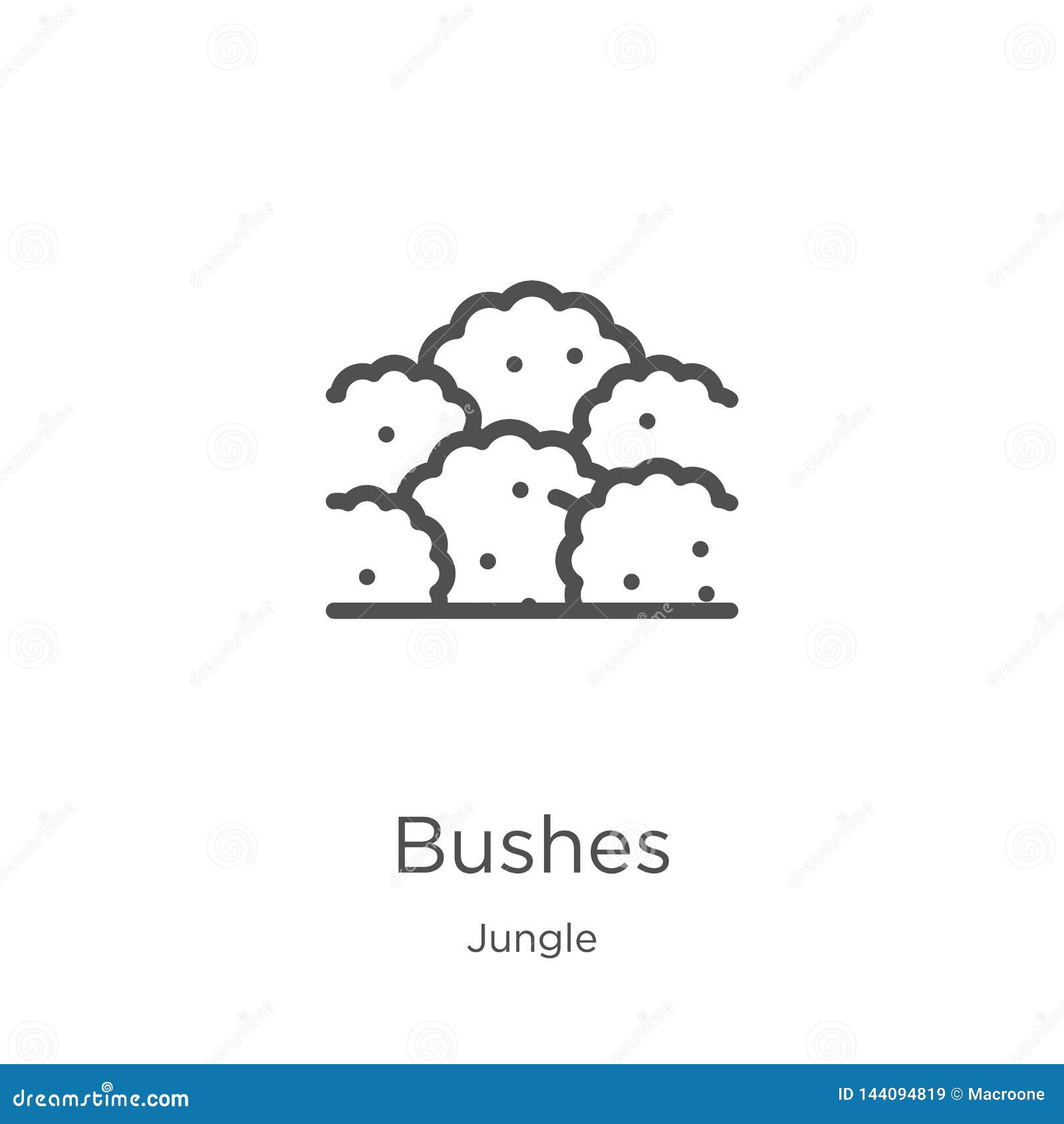 Bushes Icon Vector from Jungle Collection. Thin Line Bushes Outline ...