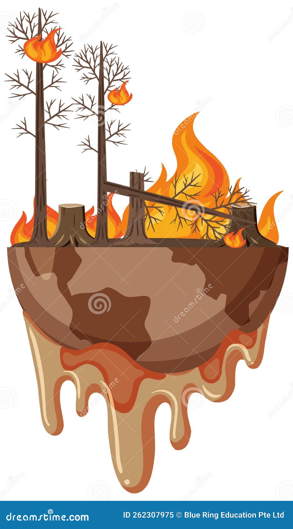 Bushfire on the Globe Isolated Stock Vector - Illustration of burn ...