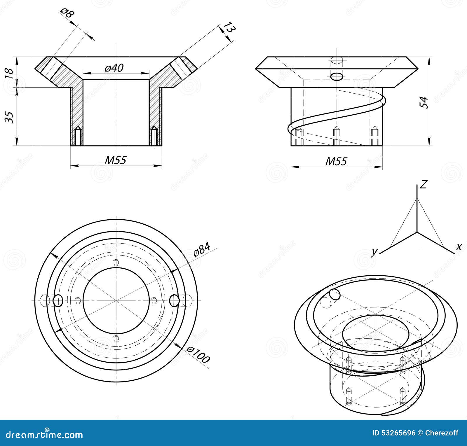 Bushing Sketch. Engineering Drawing. Vector Image Stock Vector ...