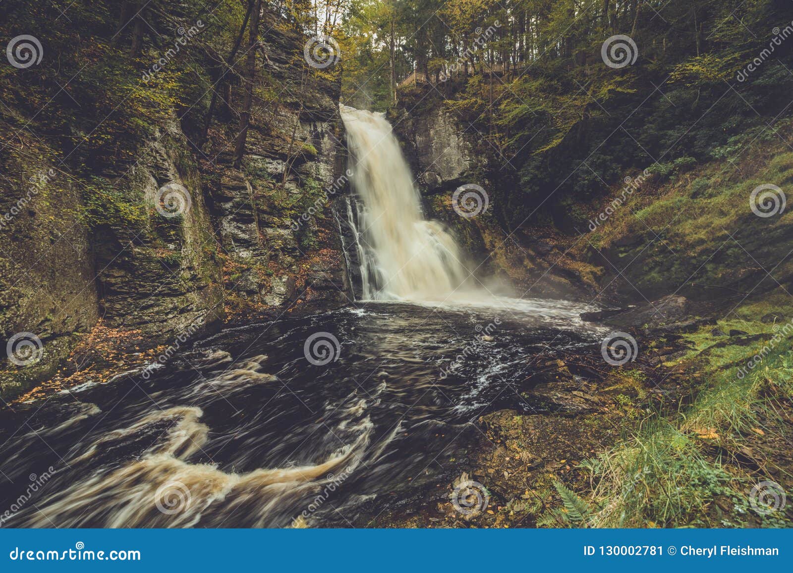 Bushkill Falls in Poconos, PA, Surrounded by Lush Fall Foliage Stock ...