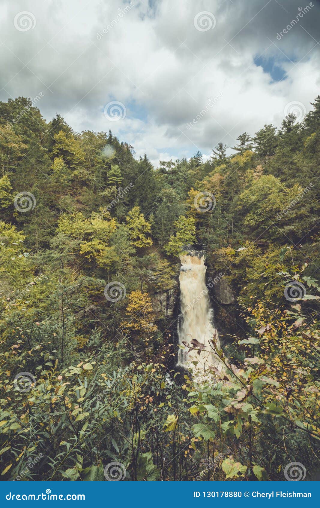 Bushkill Falls in Poconos, PA, Surrounded by Lush Fall Foliage Stock ...