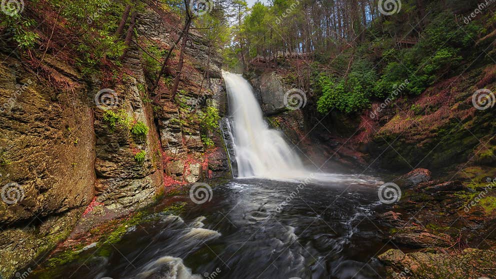 Bushkill Falls in spring stock image. Image of hiking - 94393459