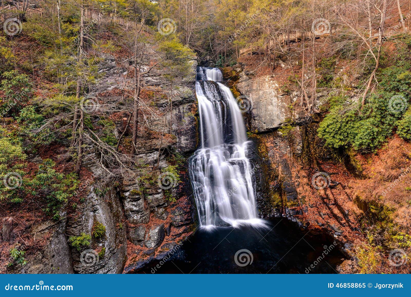 Bushkill waterfall stock image. Image of moss, natural - 46858865