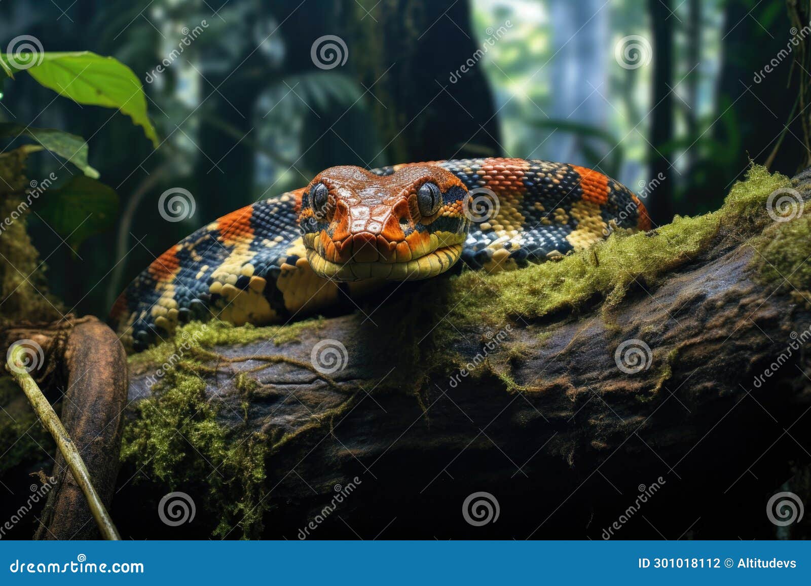 Bushmaster Snake Coiled for a Strike in a Rainforest Setting Stock ...