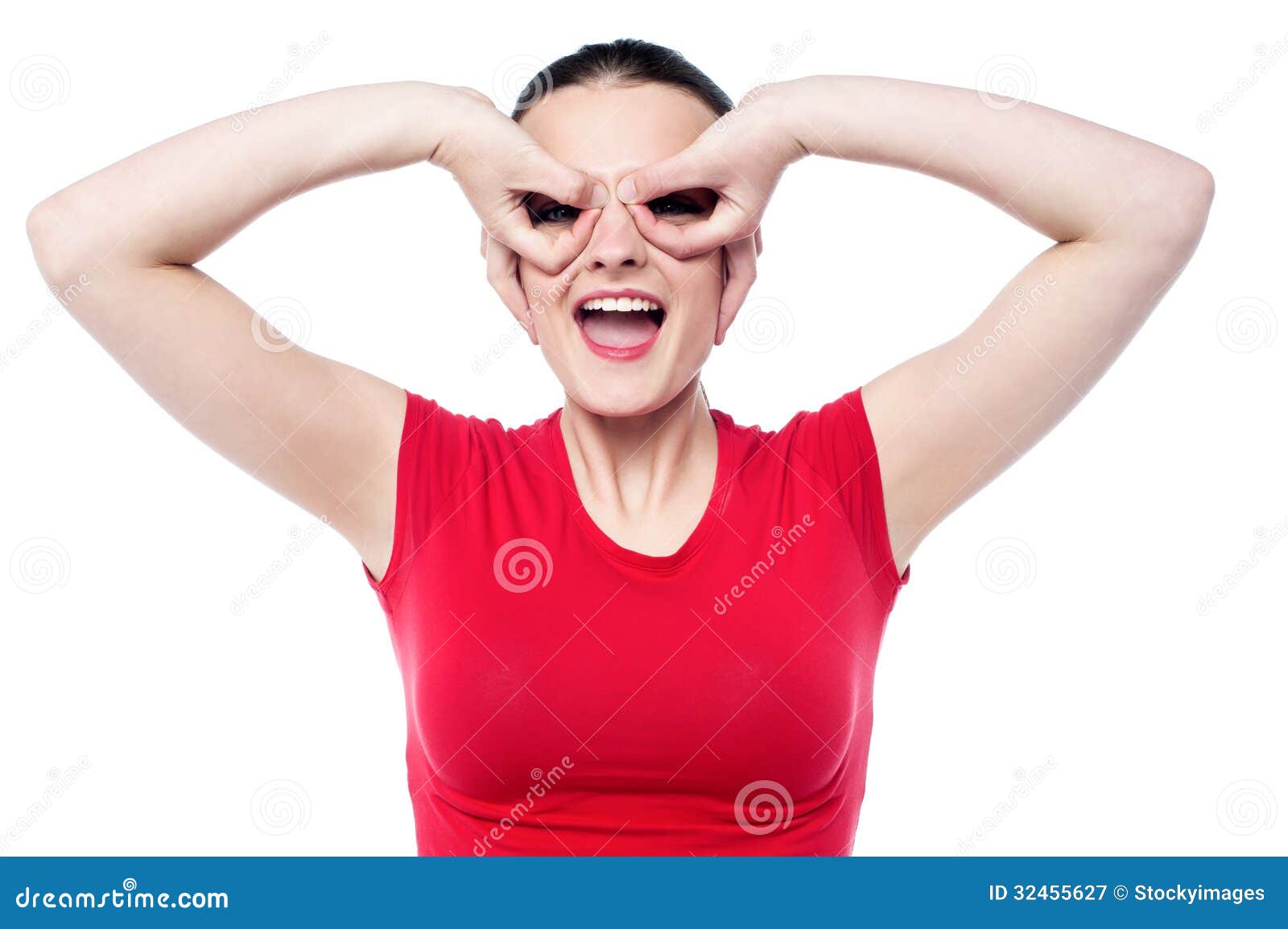 Busig ung attraktiv flicka fotografering för bildbyråer. Bild av enkelt ...