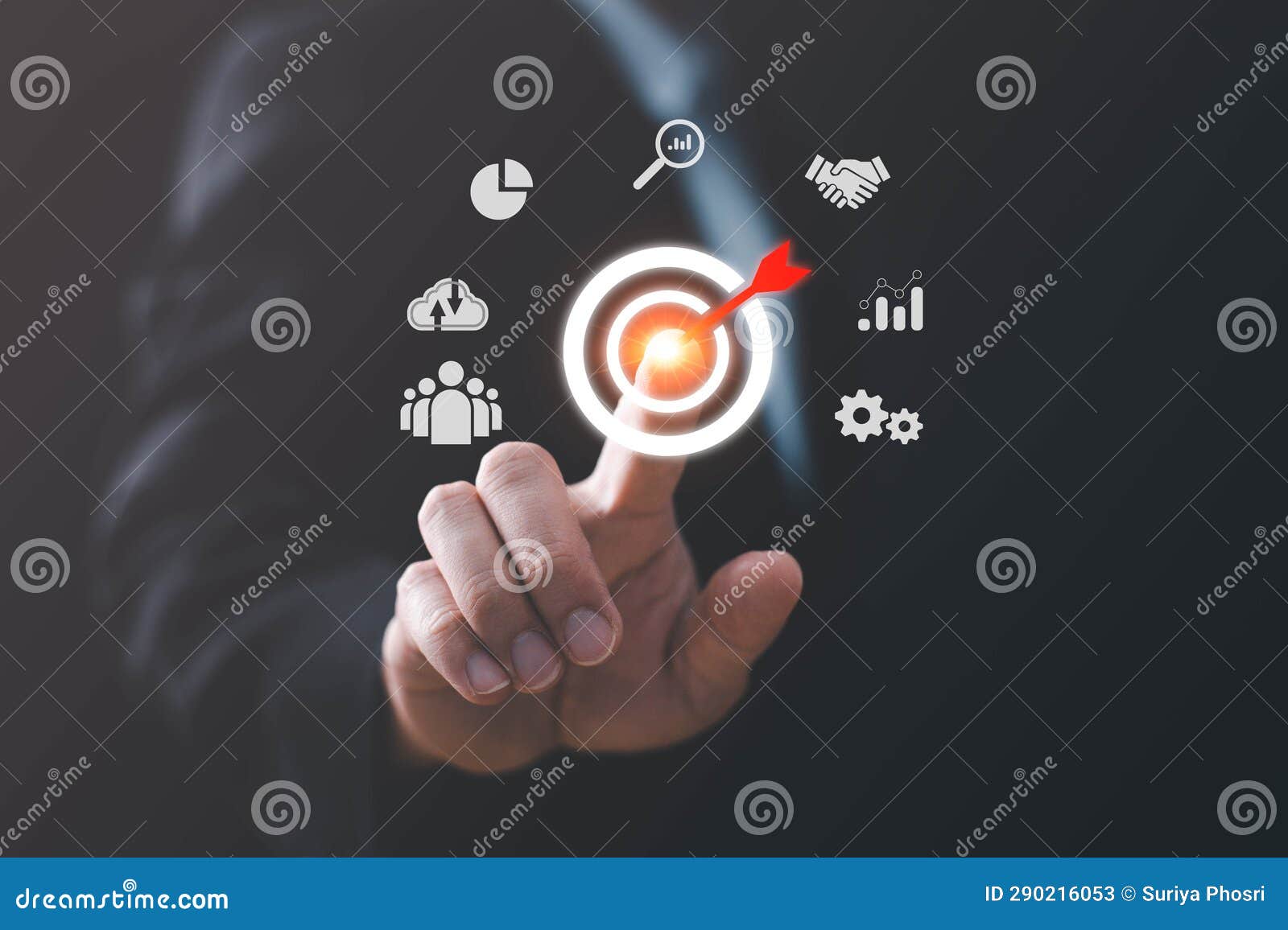 Businees Man Touch Target Icon Which for Planning Development ...