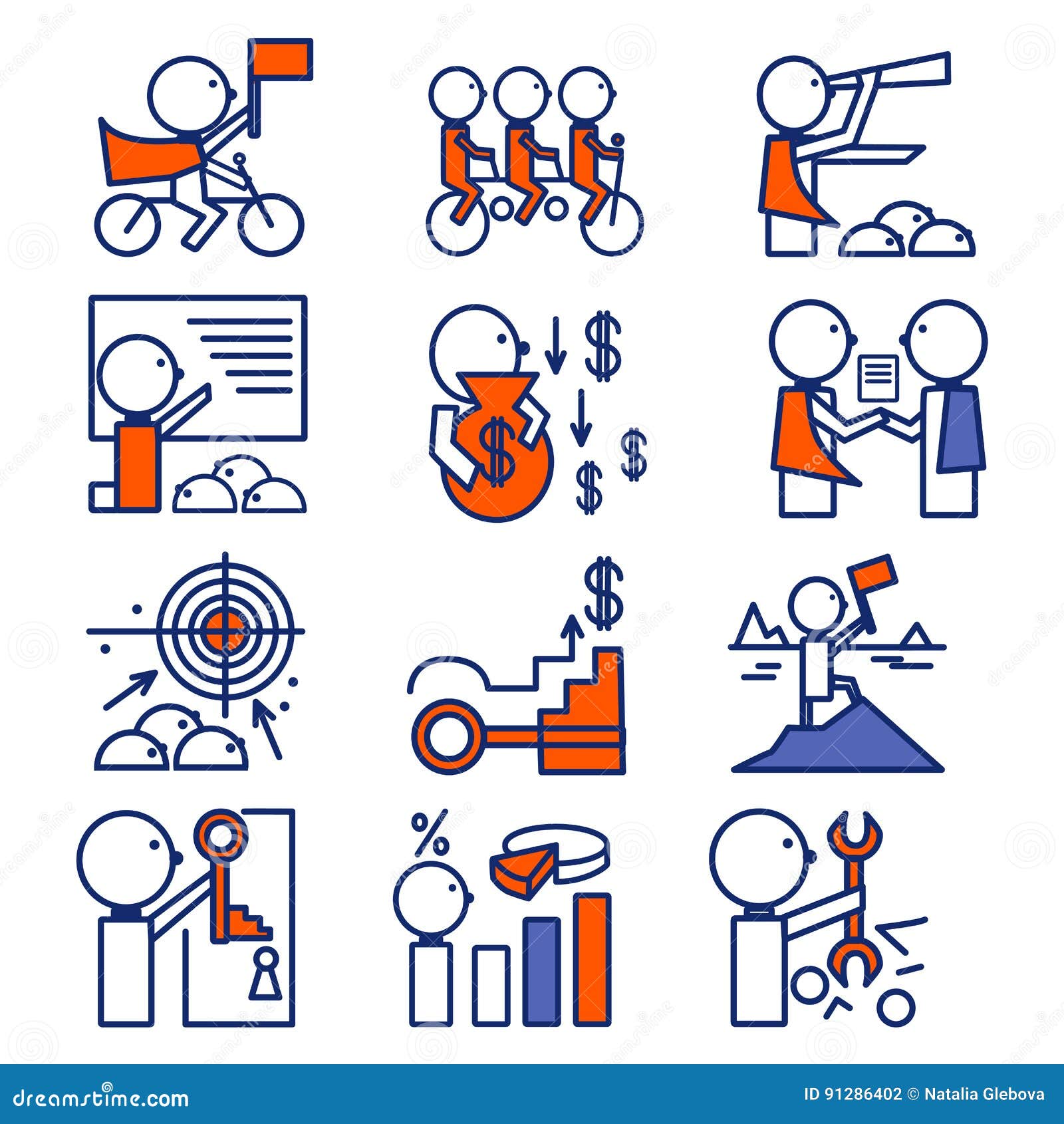 Busines Icons Set:leader,team,achievement, Solution Stock Vector ...