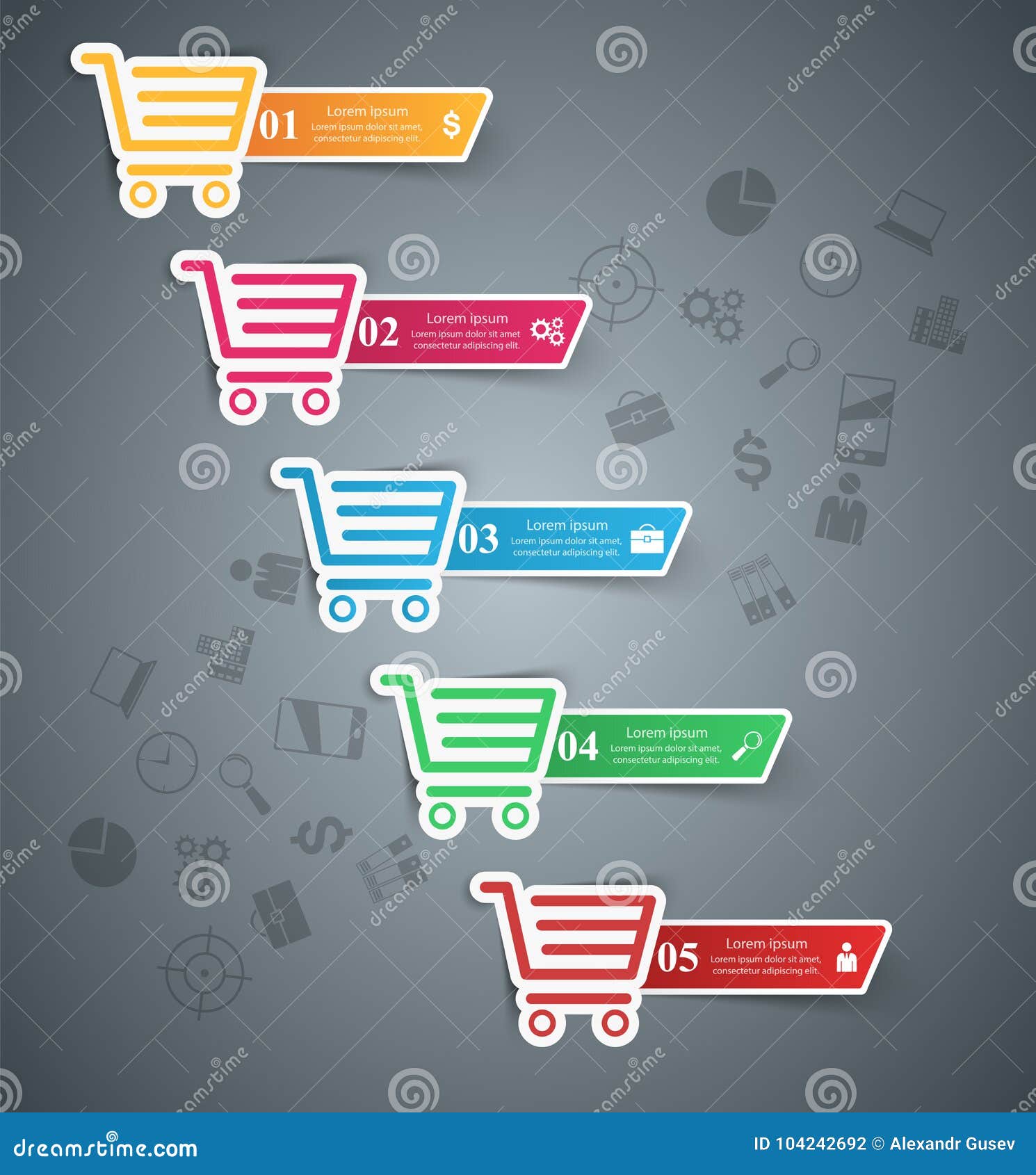 Busines Infographic. Cart Icon. Stock Vector - Illustration of bags ...