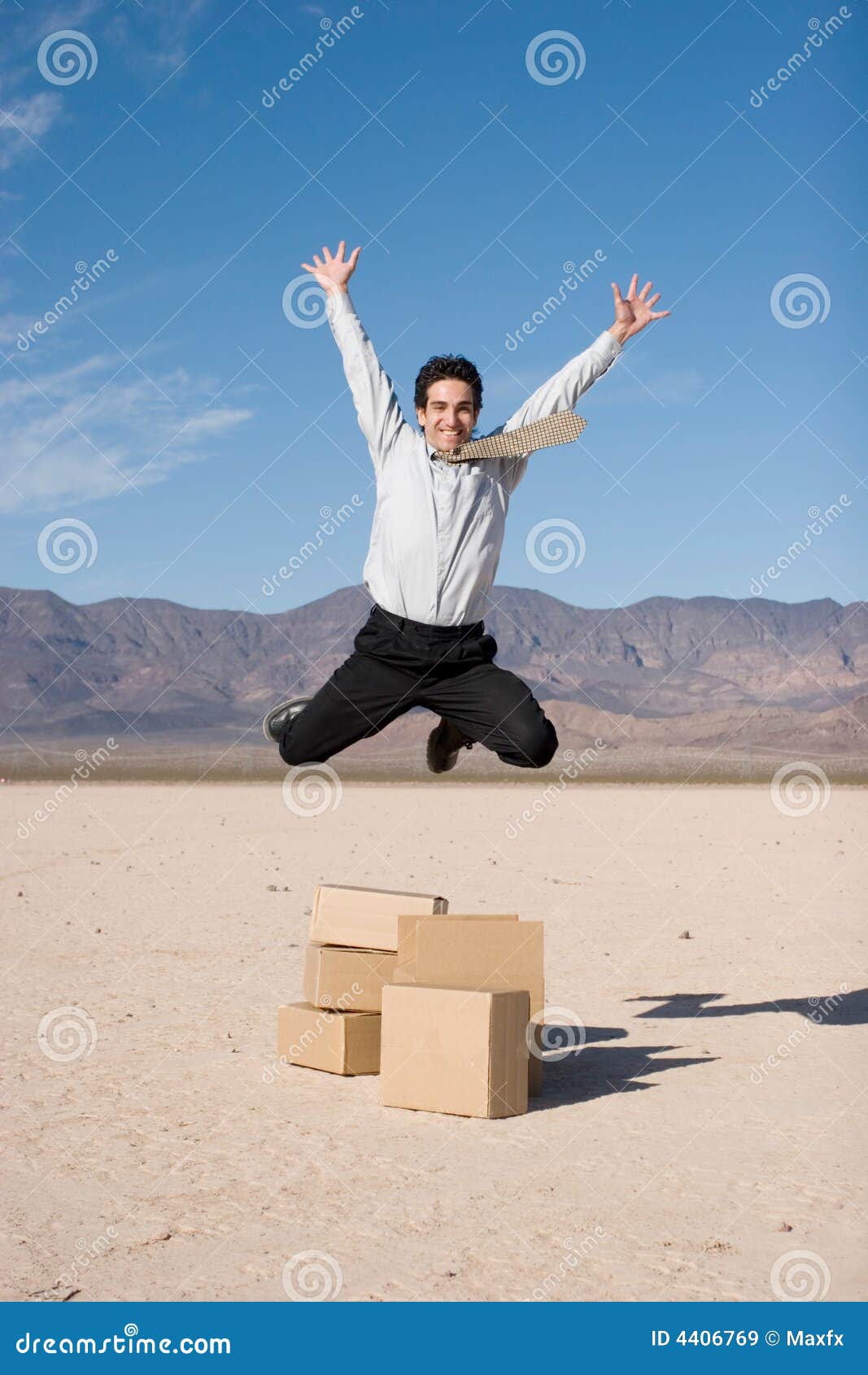 Businesman Jumping Over Boxes Stock Image - Image of shipment, decision ...