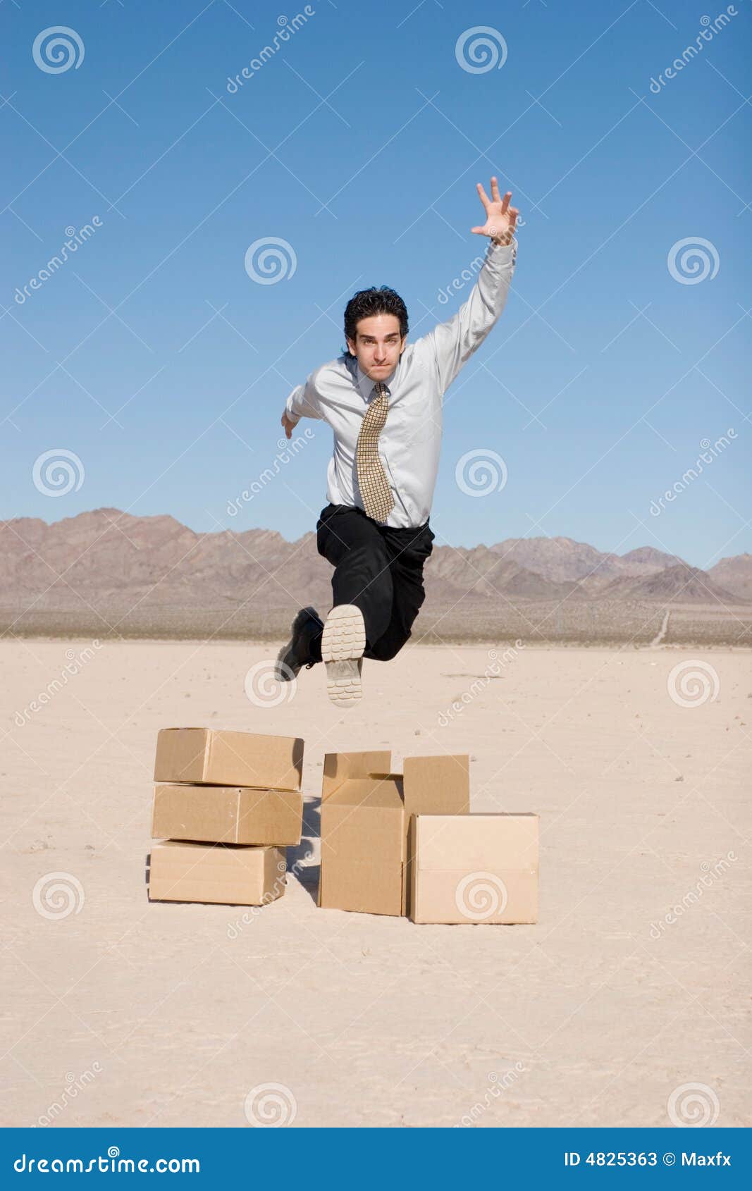 Businesman Jumping Over Boxes Stock Image - Image of important ...