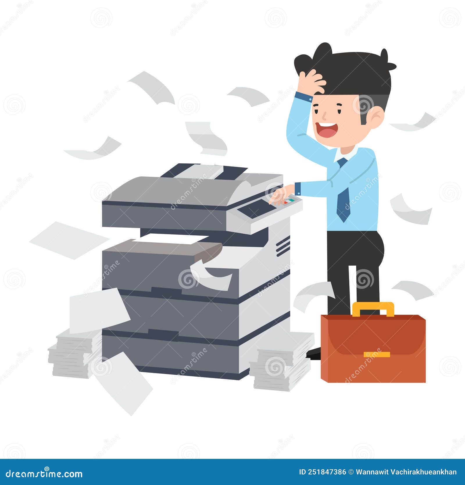 Printer Broken. Confused Business Worker Broke Copier, Office Copy ...