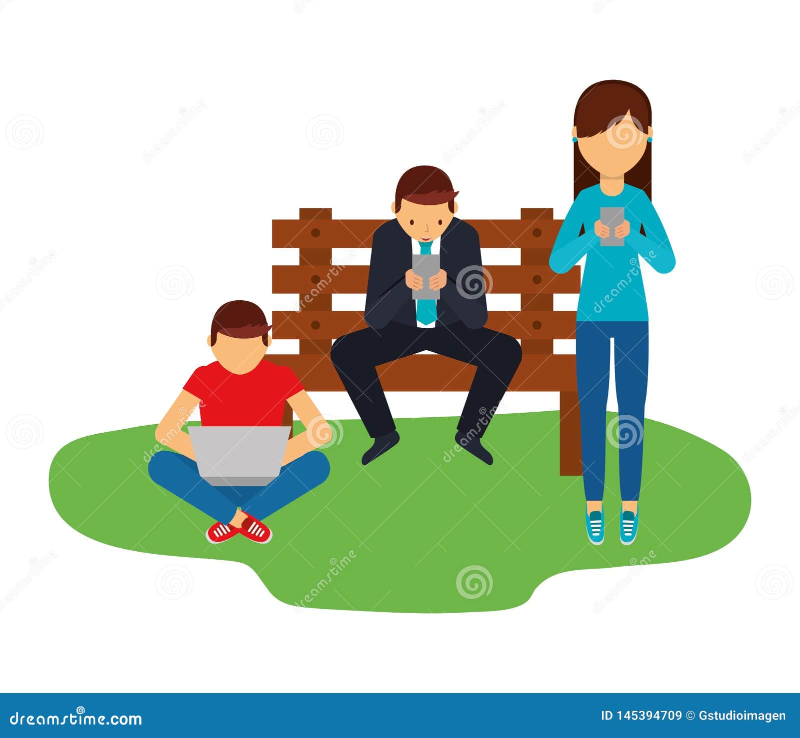 Businesman Using Device and Young People with Gadgets Digital Stock ...