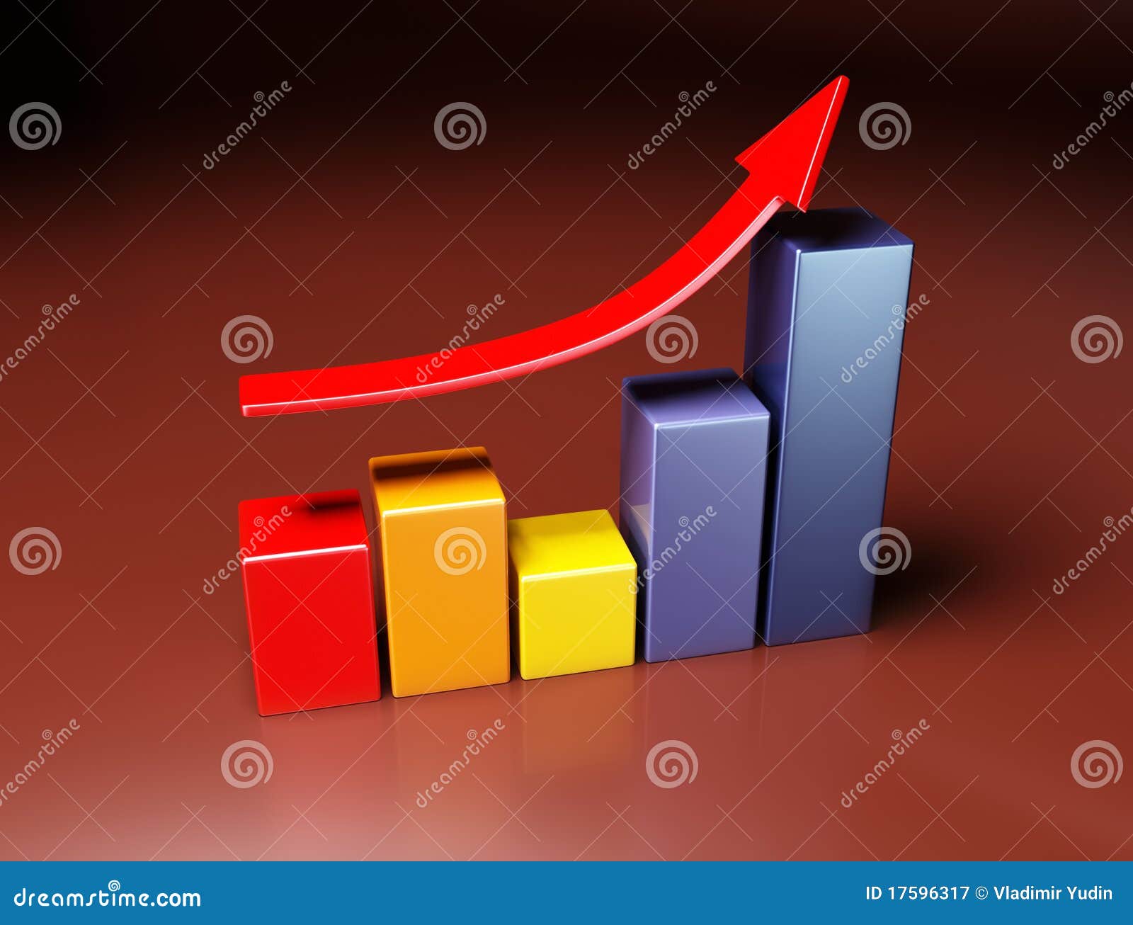 Business 3D Graph with Arrow Stock Illustration - Illustration of goal ...